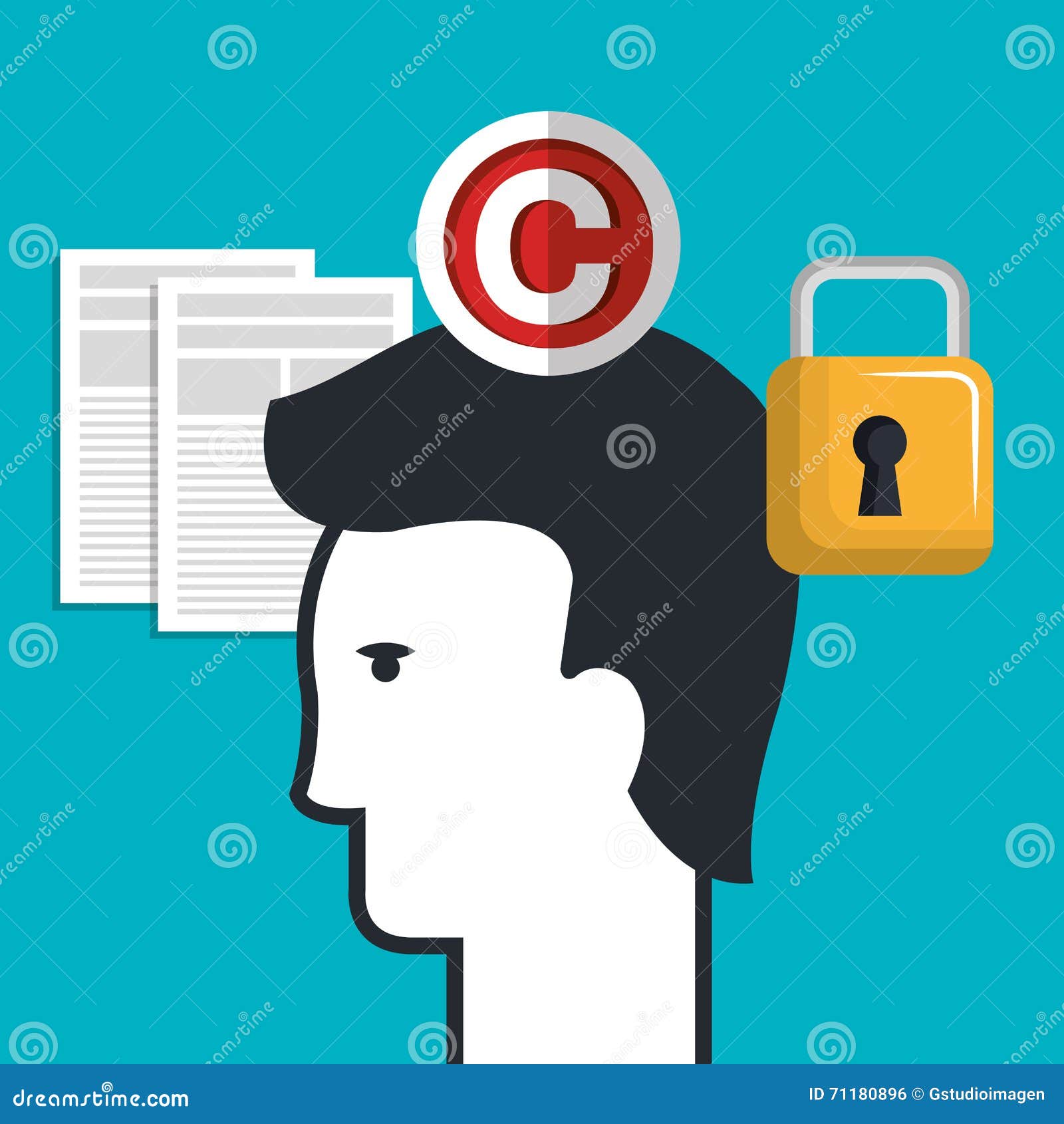 Copyright symbol design stock illustration. Illustration of lock - 71180896