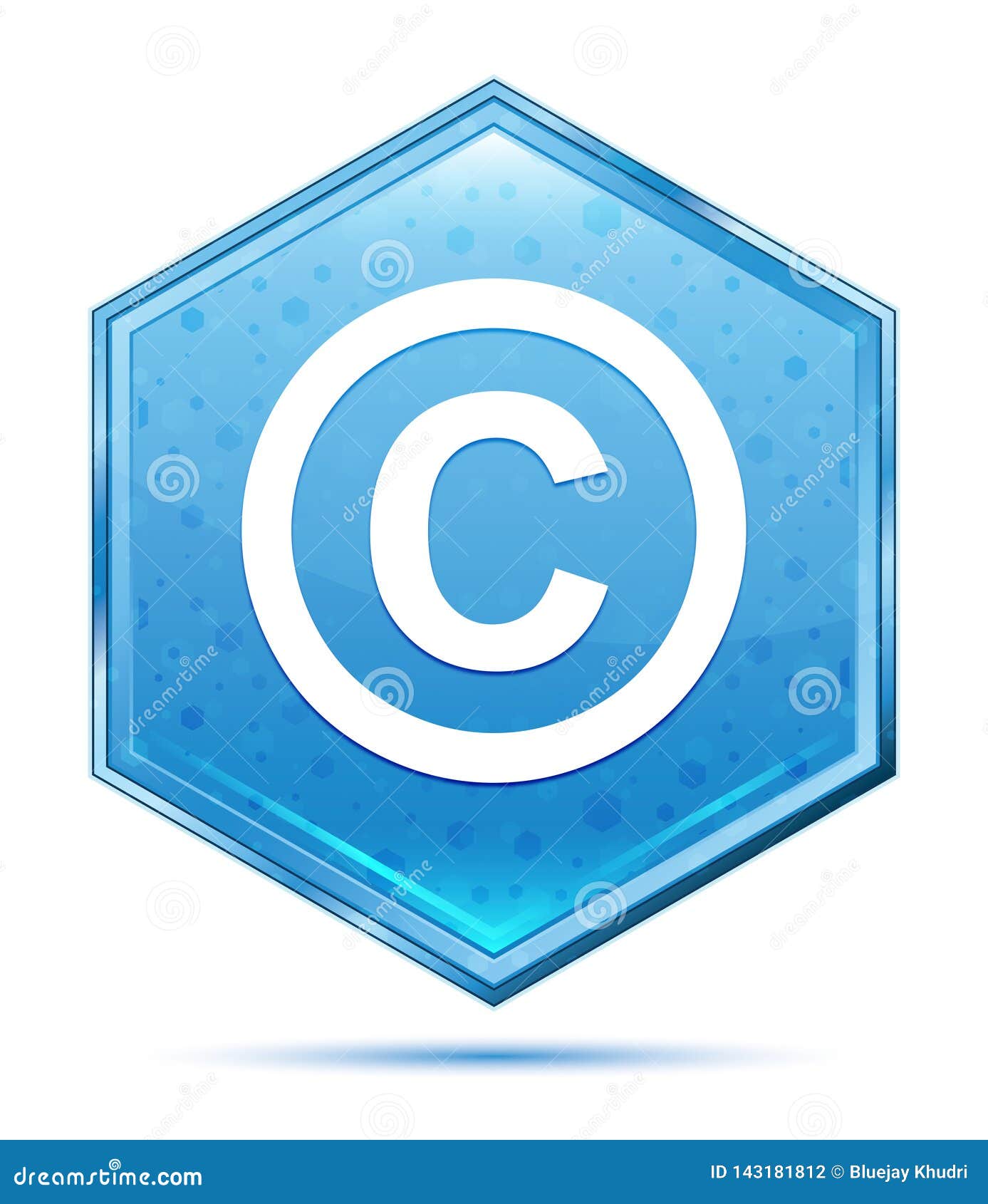 Copyright Symbol Icon Crystal Blue Hexagon Button Stock Illustration ...