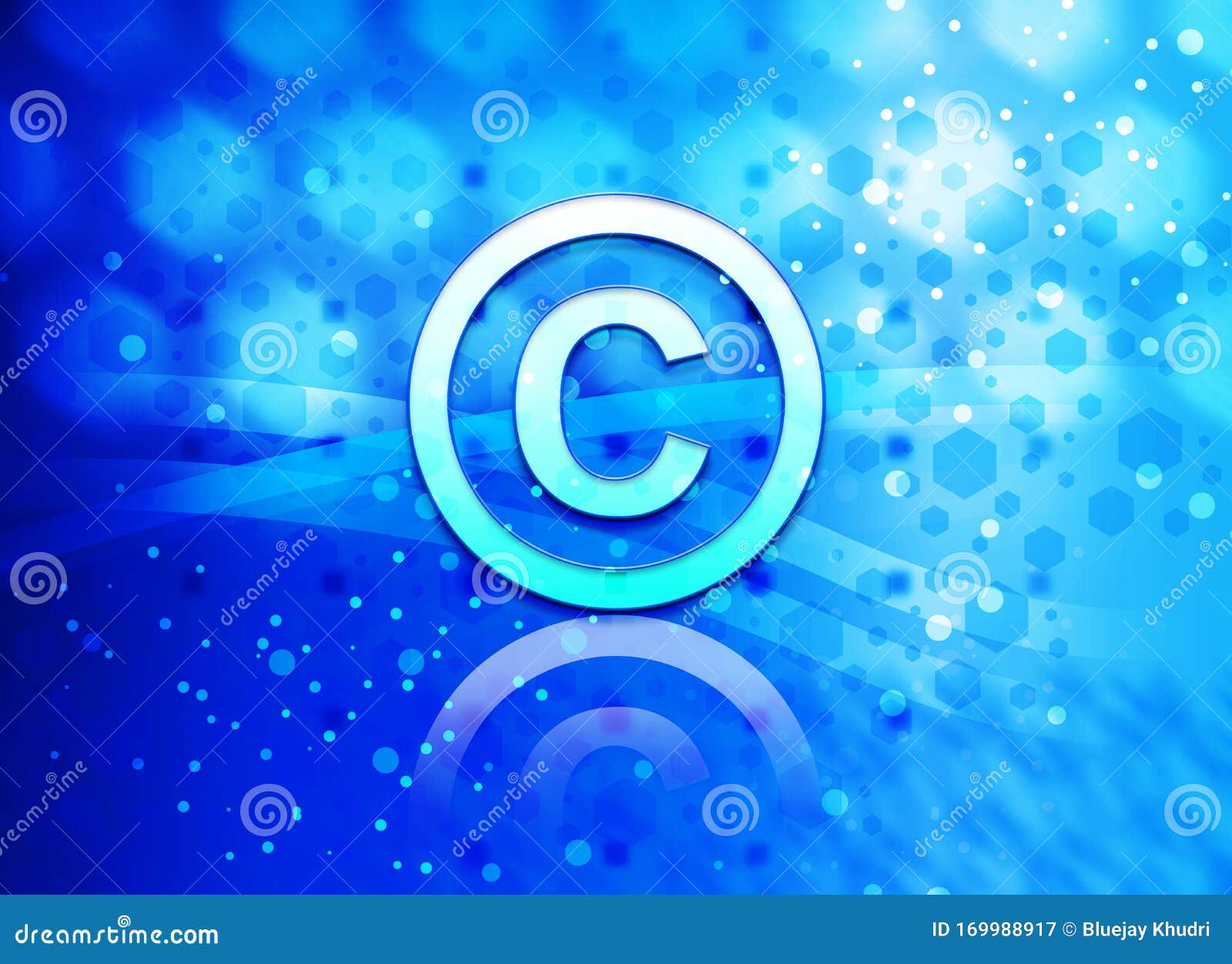 Copyright Symbol Icon Abstract Light Cyan Blue Hexagon Pattern ...