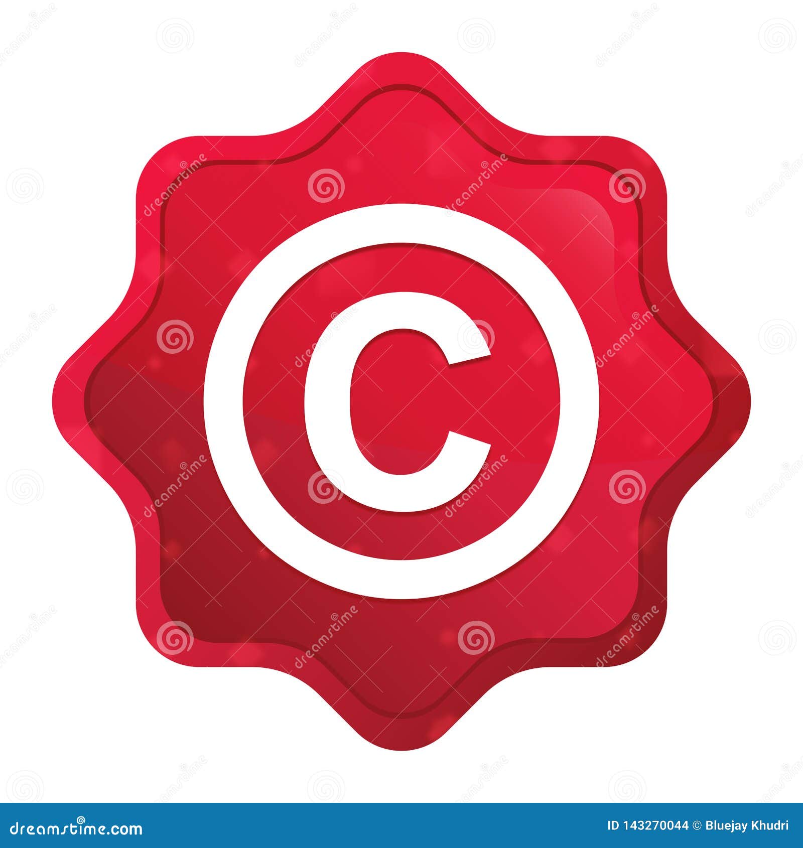 Copyright Symbol Icon Misty Rose Red Starburst Sticker Button Stock ...