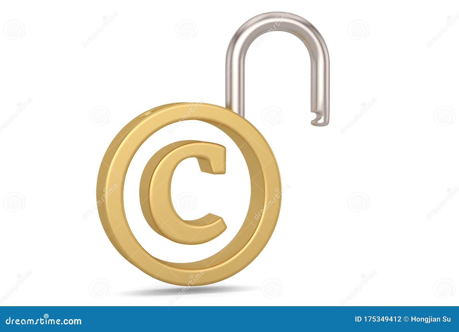 Copyright Trademark Concept with Padlock Isolated on White Background ...