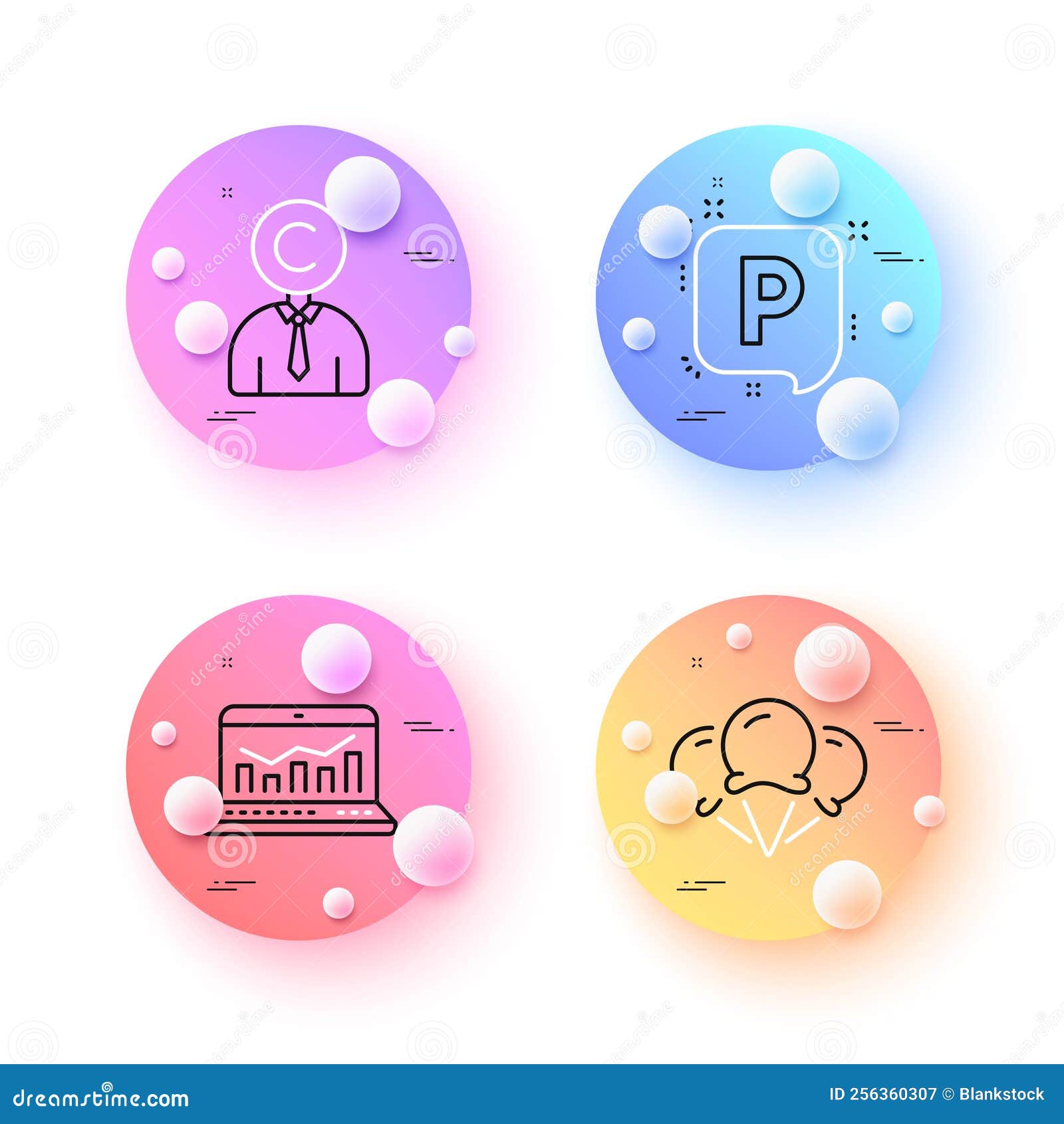 Copyrighter, Web Analytics and Ice Creams Minimal Line Icons. for Web ...