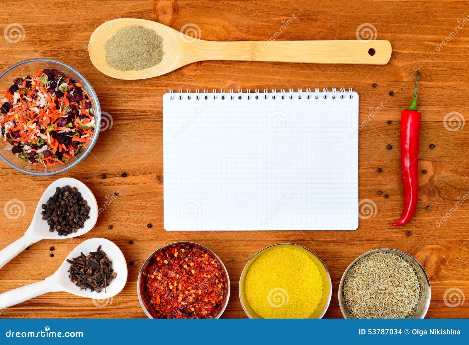 Copyspace Food Frame with Notepad Paper Spices and Cooking Accesories ...