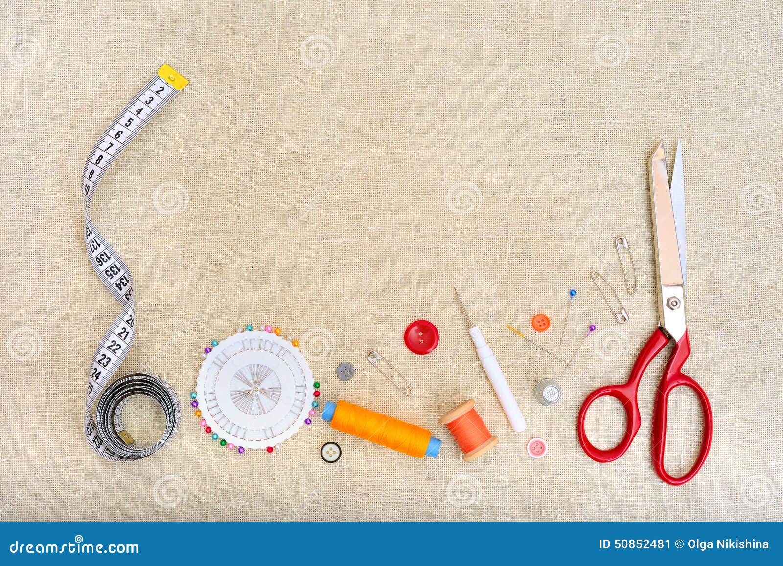 Copyspace Frame with Sewing Tools and Accesories Stock Image - Image of ...