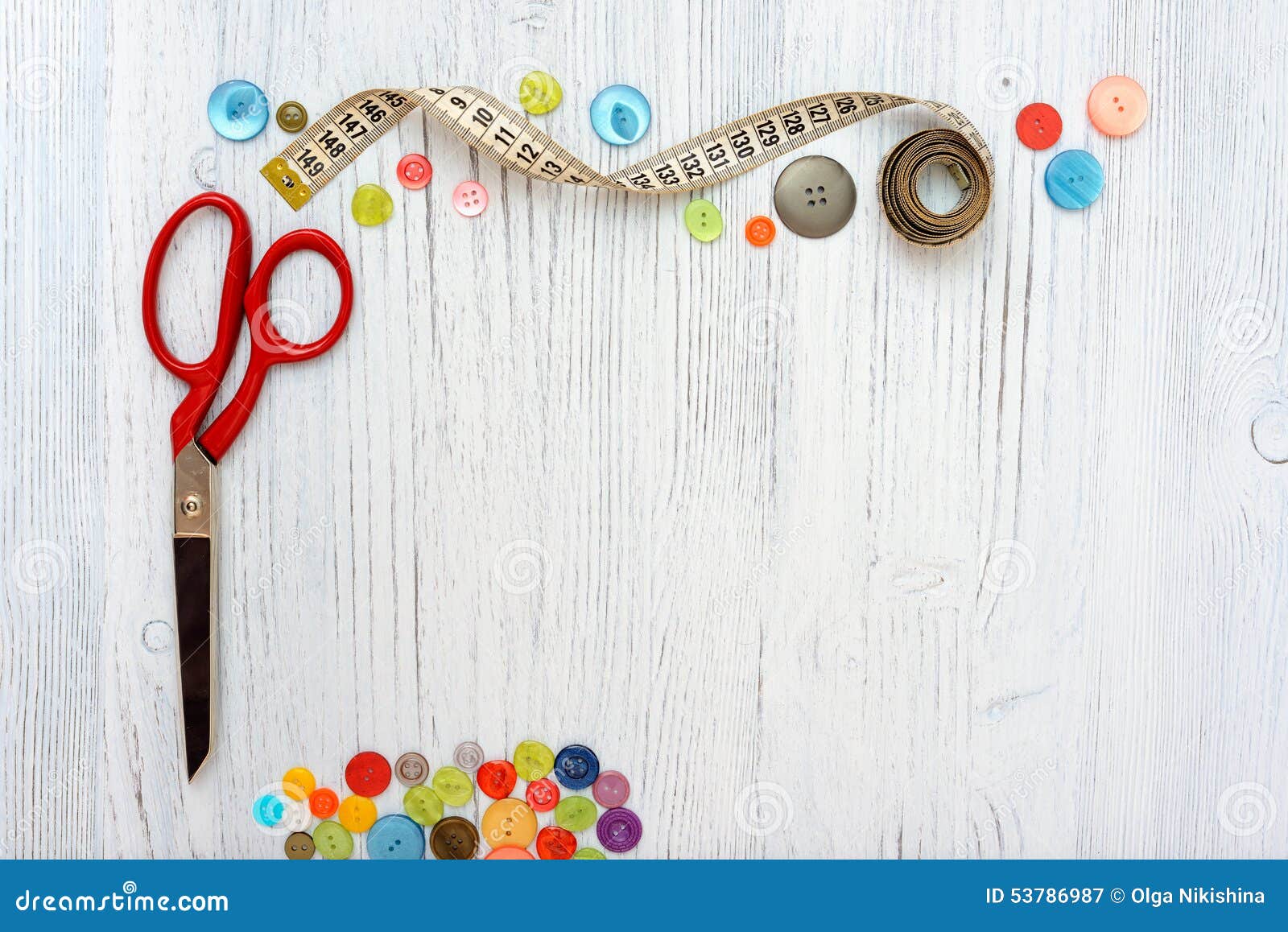 Copyspace Frame With Sewing Tools And Accesories On White Wooden ...