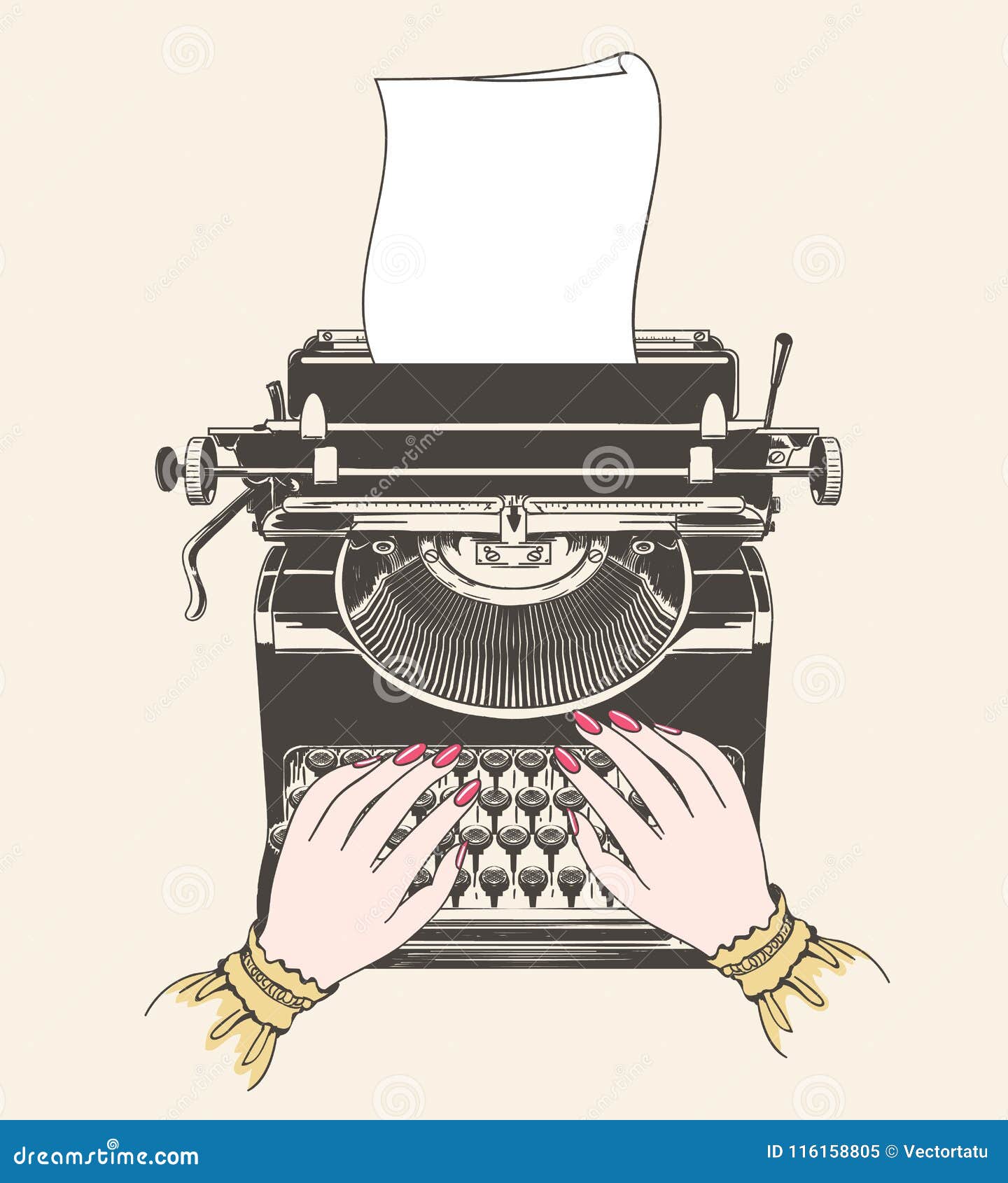 Copywriter Concept Vintage Illustration Stock Vector - Illustration of ...