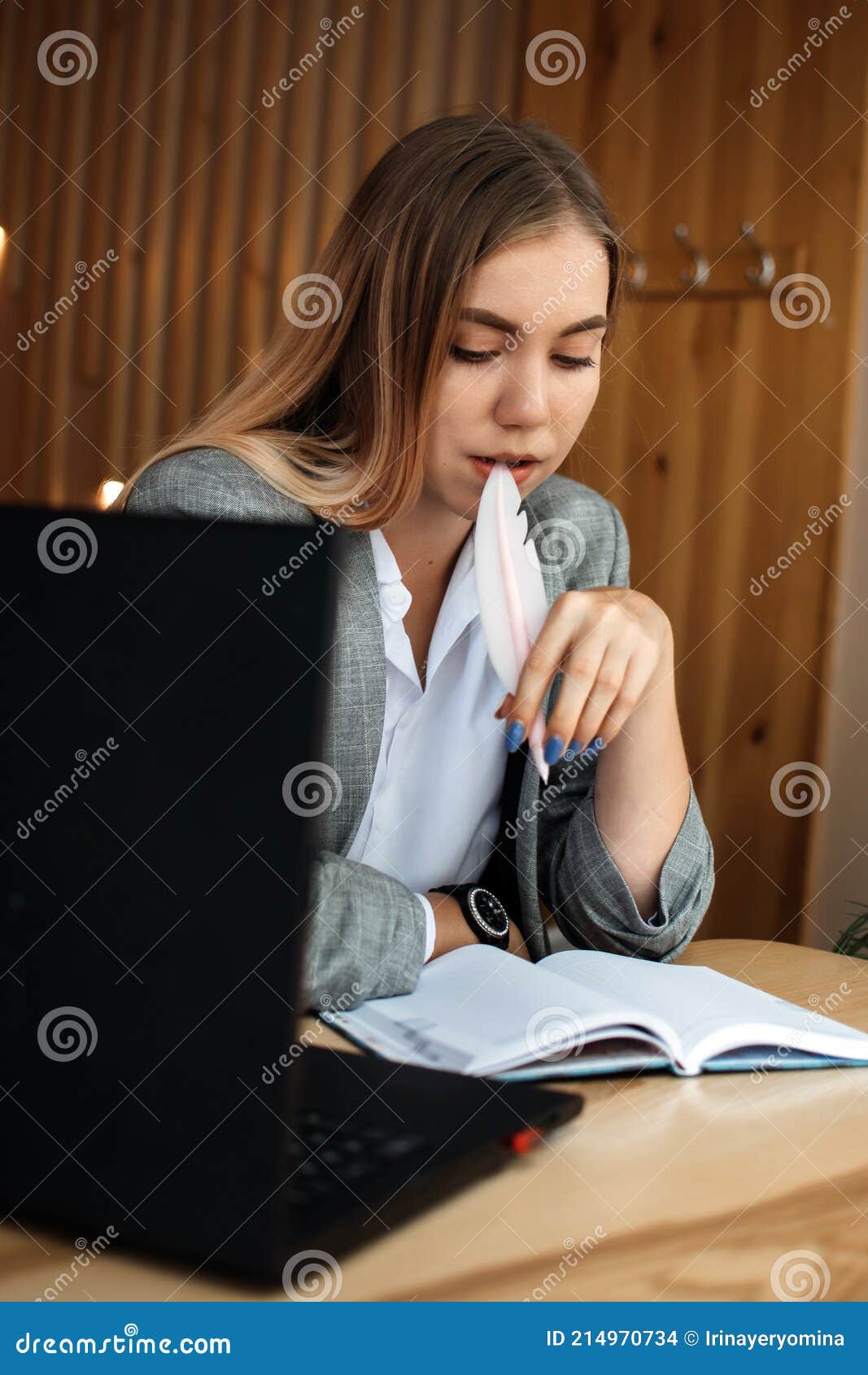 Copywriter, Content Creator, Remote Copywriting. Young Woman Freelancer ...