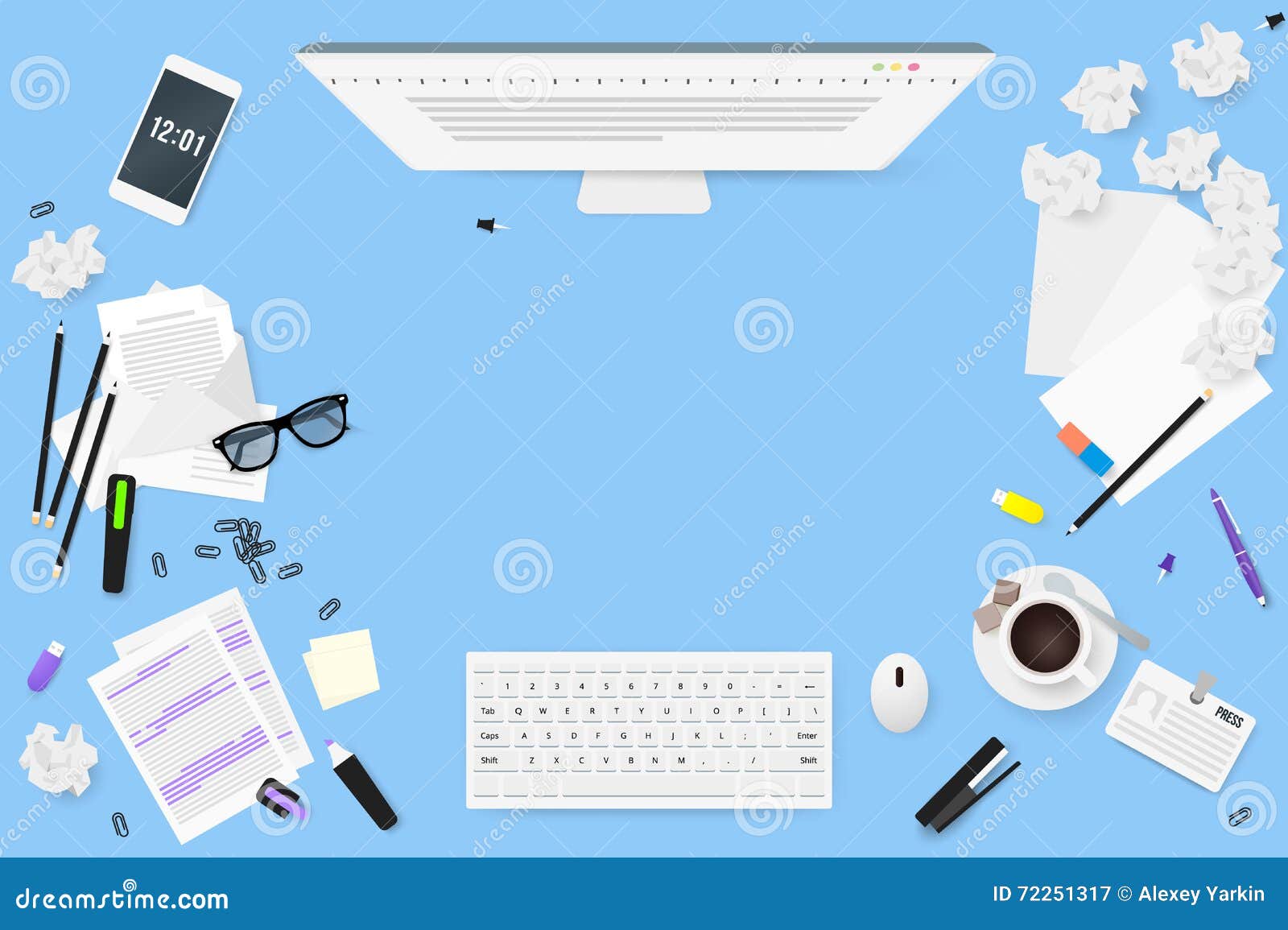 Work Desktop Top View Stock Illustrations – 7,865 Work Desktop Top View ...