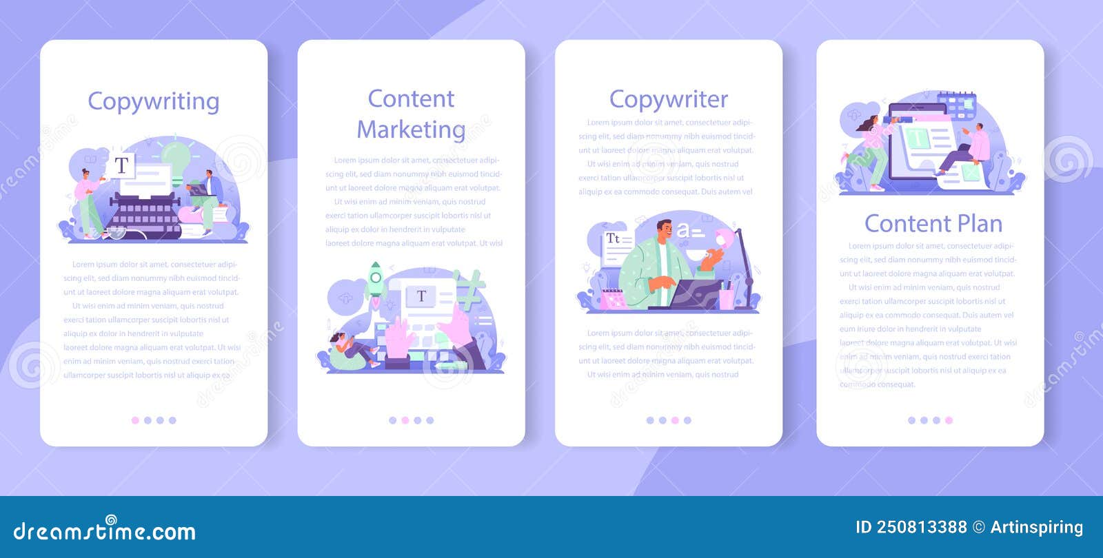 Copywriter Mobile Application Banner Set. Writing Texts for Business ...