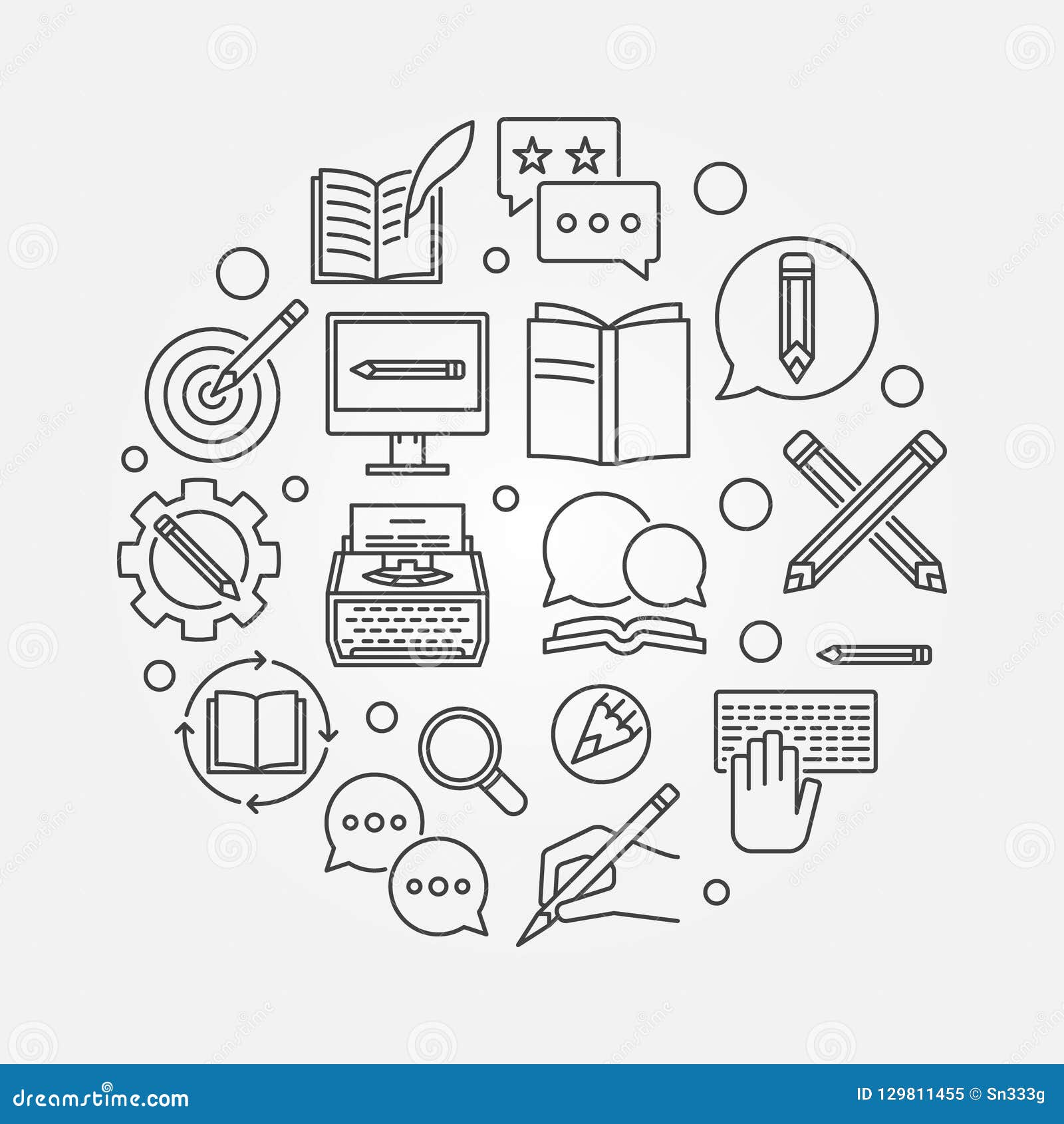 Copywriter Vector Round Concept Linear Illustration Stock Vector ... Copywriter Vector Round Concept Linear Illustration Stock Vector ...