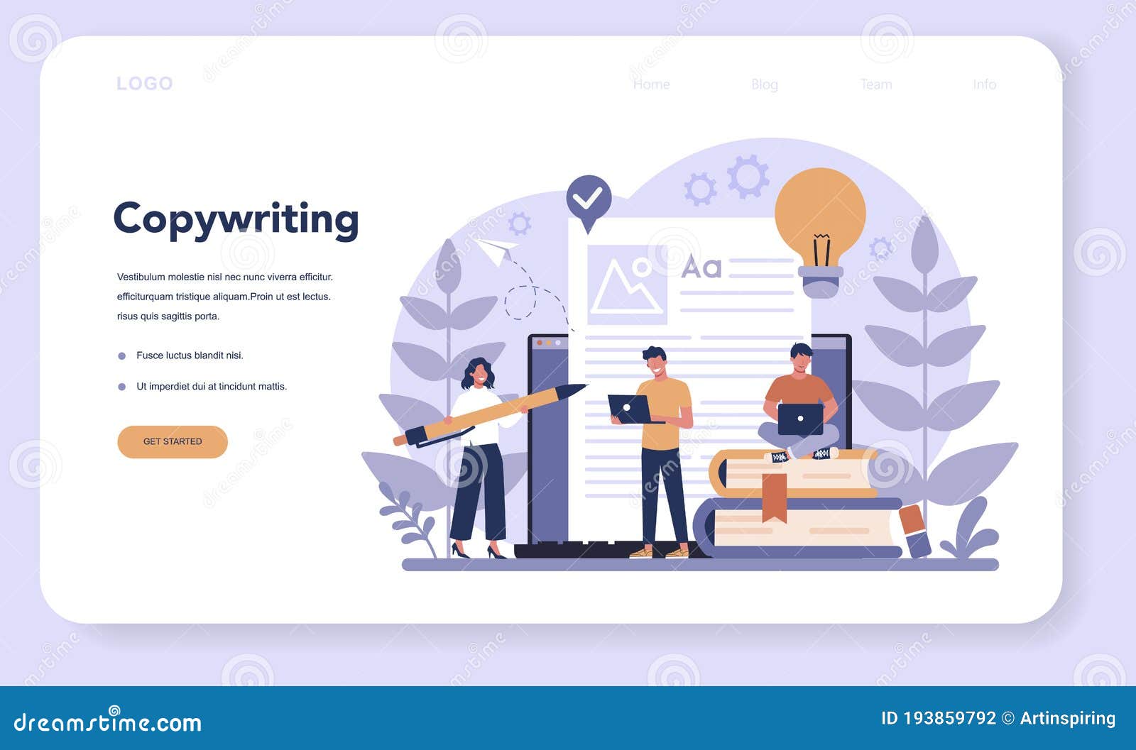 Copywriter Landing Page Vector Template. Content Writer Website ...