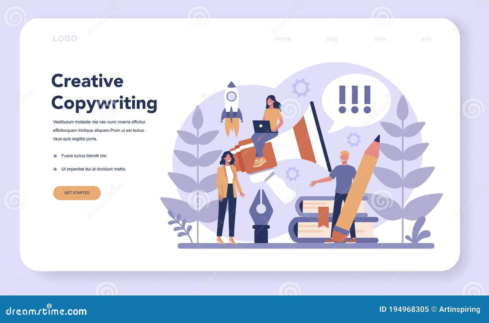 Copywriter Web Banner or Landing Page. Idea of Writing Texts, Stock ...