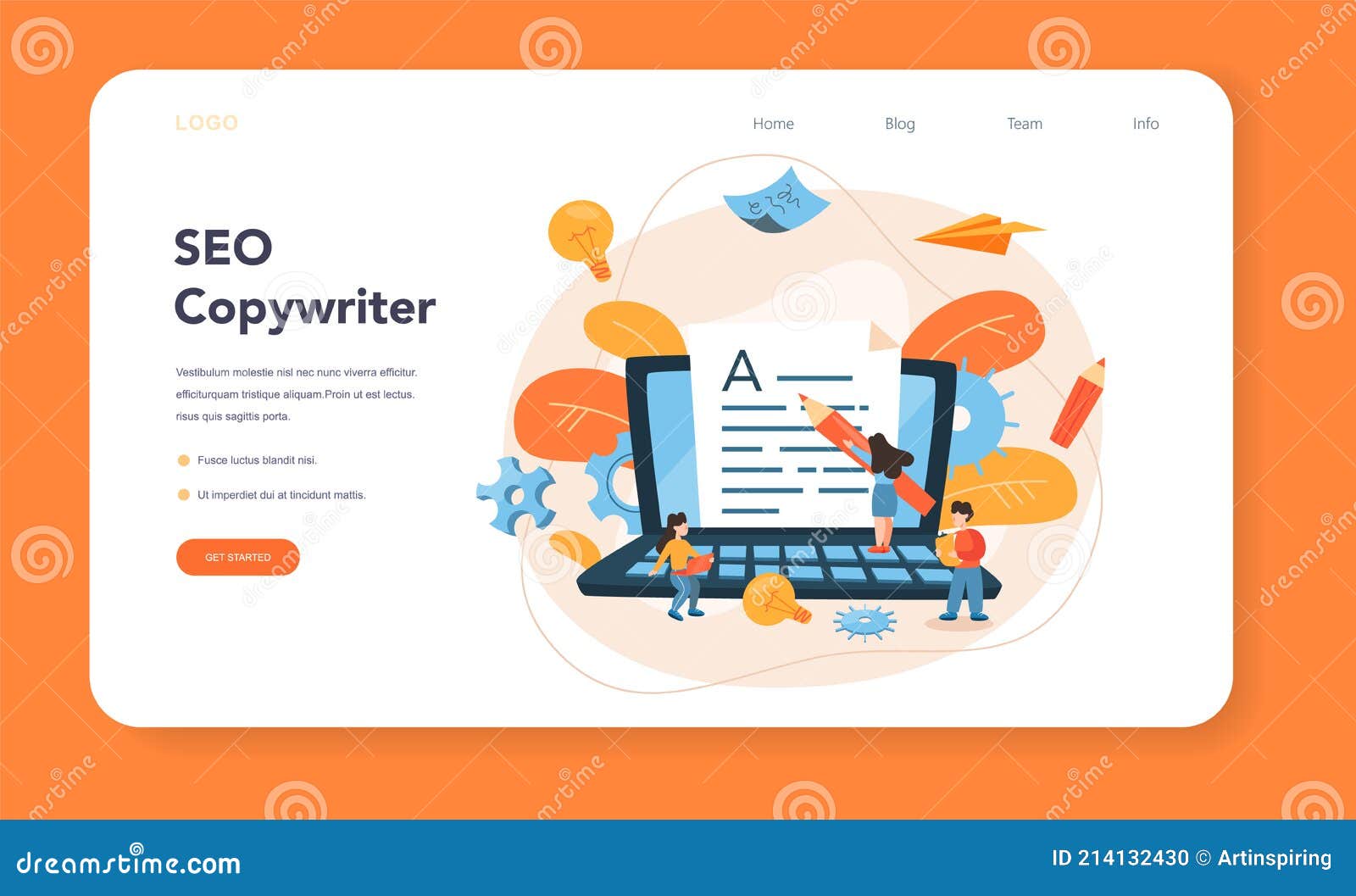 Copywriter Landing Page Vector Template. Content Writer Website ...