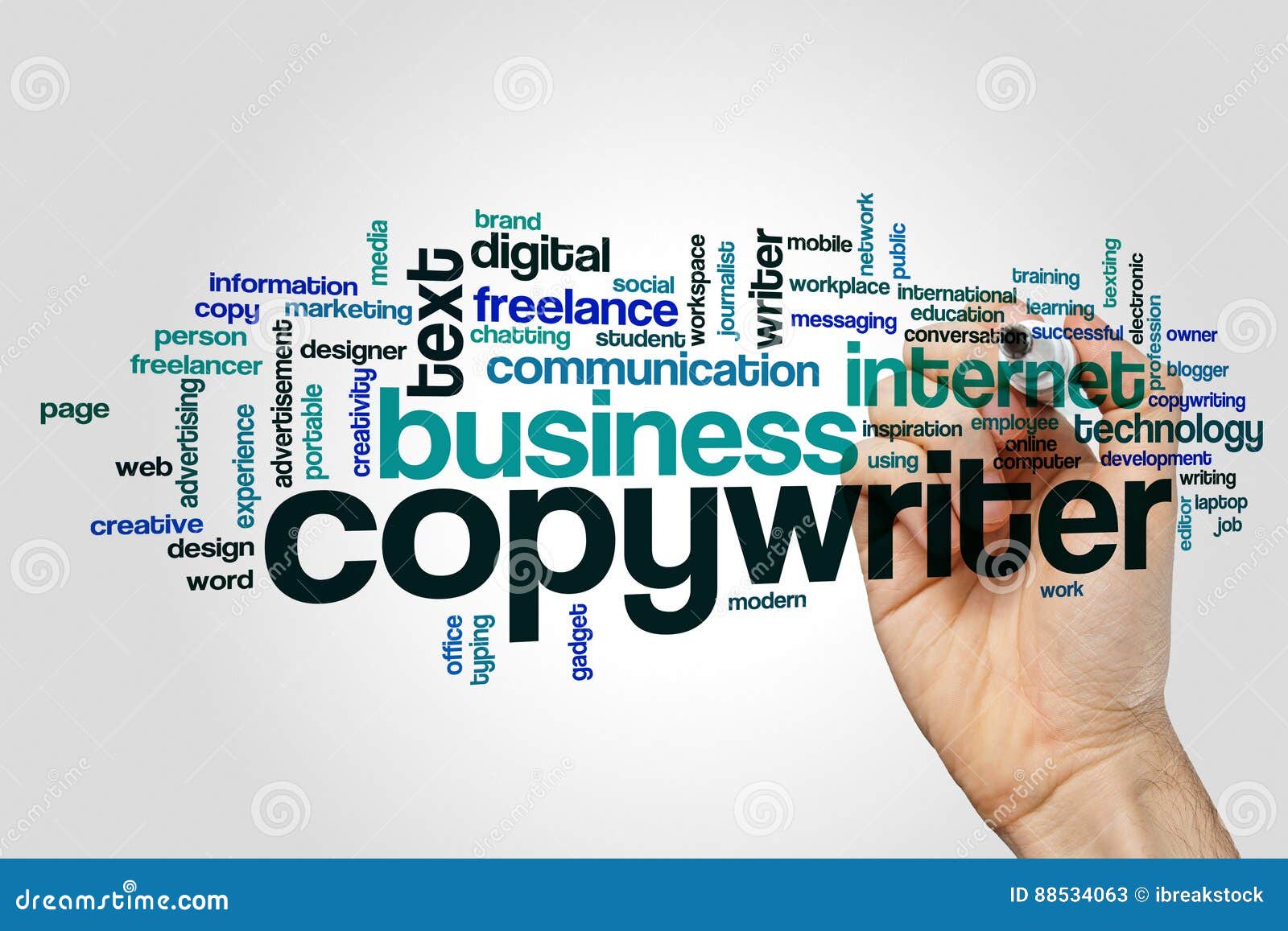 Copywriter Word Cloud on Grey Background Stock Image - Image of digital ...