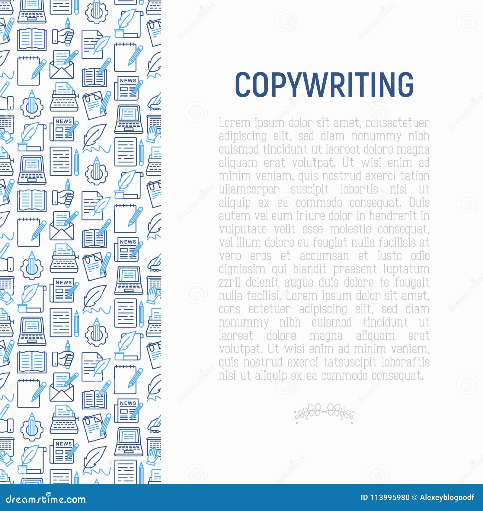 Copywriting Concept with Thin Line Icons Stock Vector - Illustration of ...