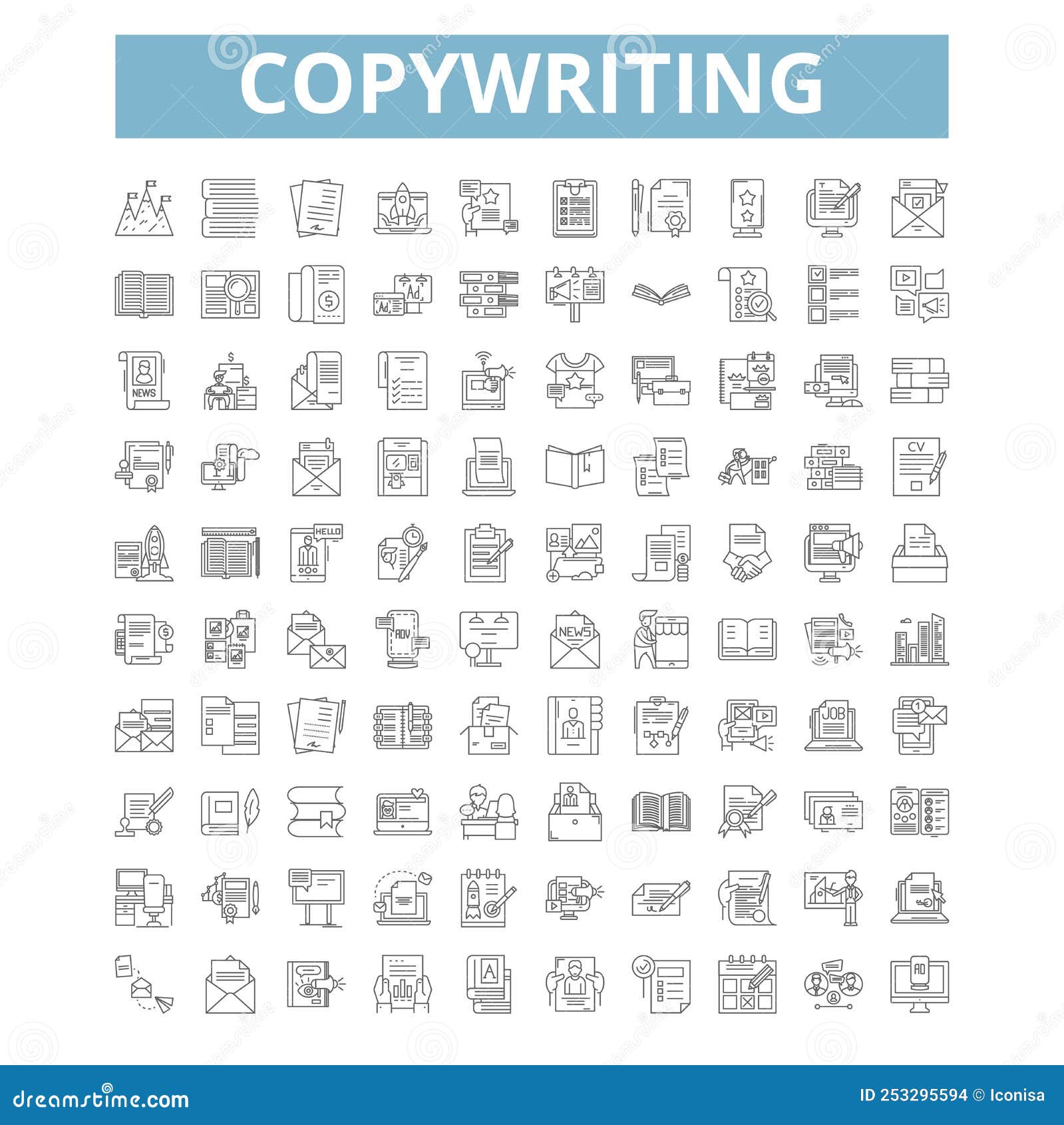 Copywriting Icons, Line Symbols, Web Signs, Vector Set, Isolated ...