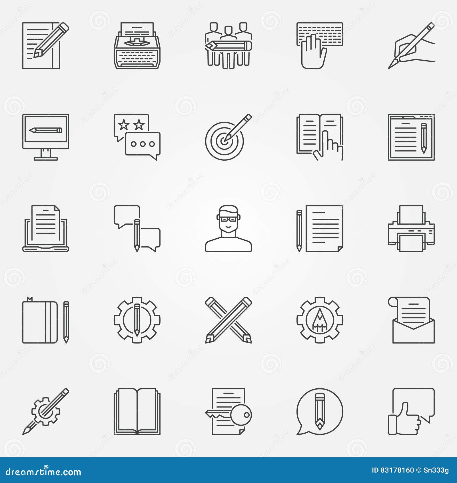 Copywriting Icons, Line Symbols, Web Signs, Vector Set, Isolated ...