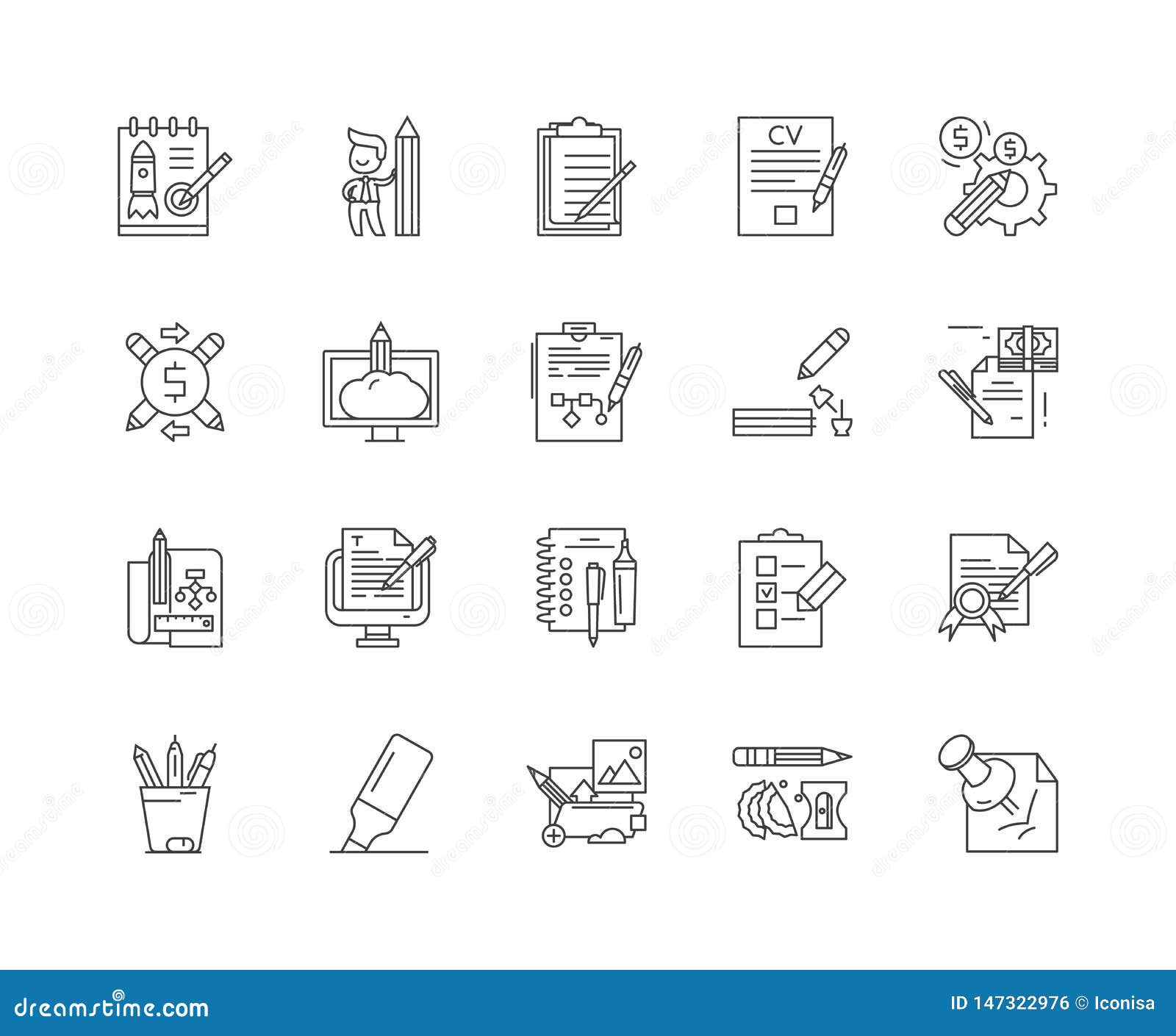 Copywriting Line Icons, Signs, Vector Set, Outline Illustration Concept ...
