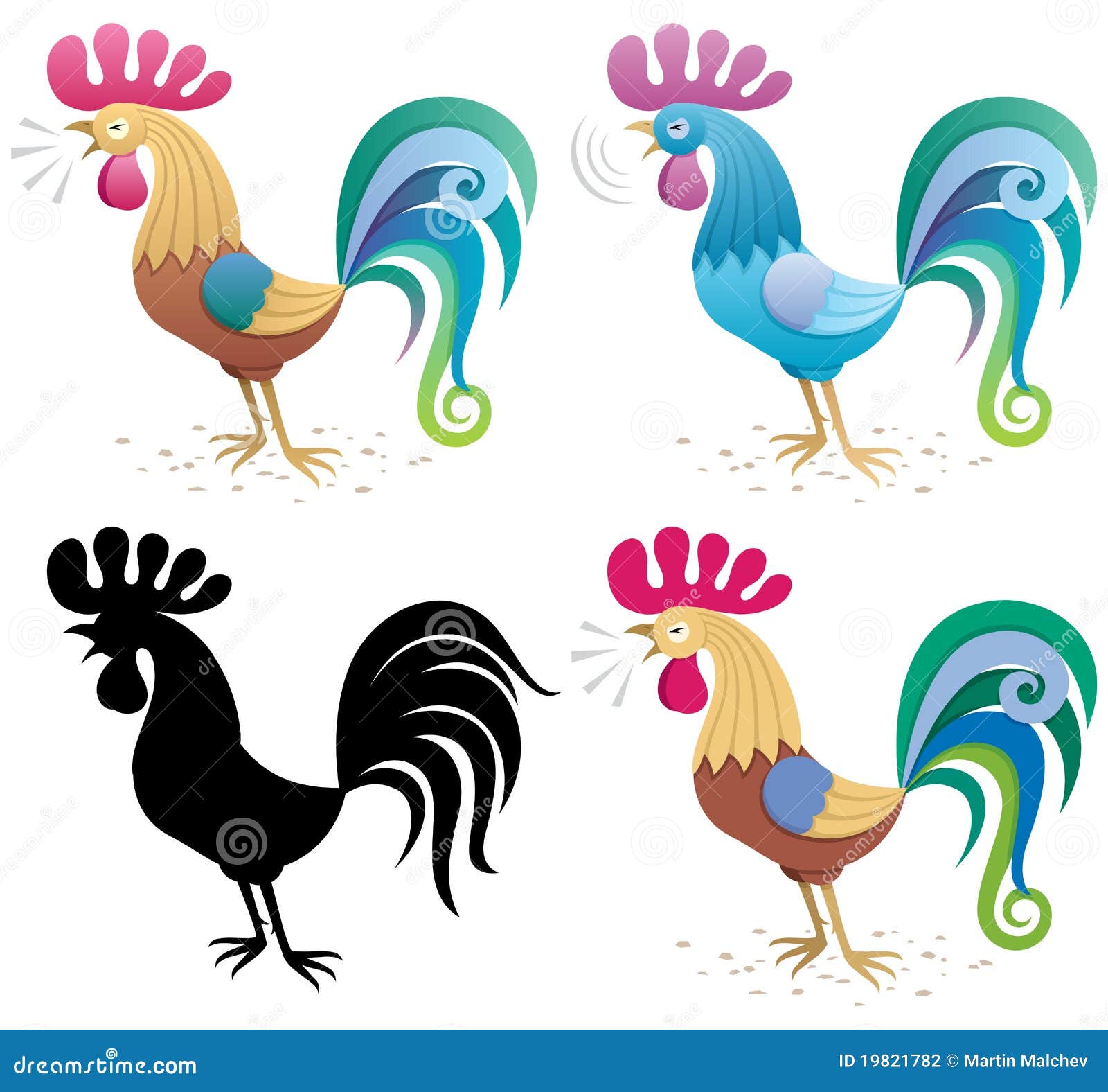 Coq illustration de vecteur. Illustration du matin, sunrise - 19821782