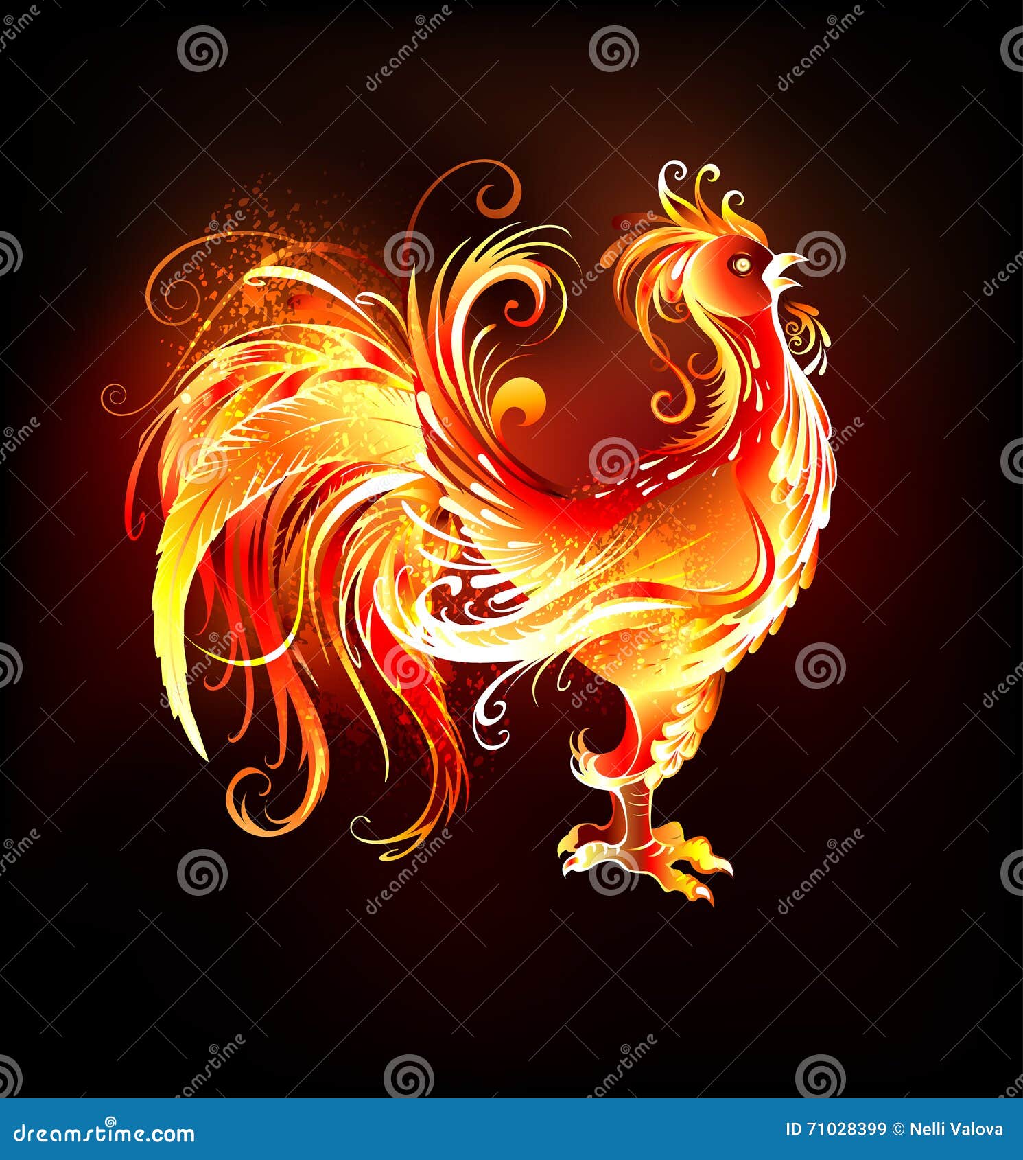 Coq du feu illustration de vecteur. Illustration du flamme - 71028399