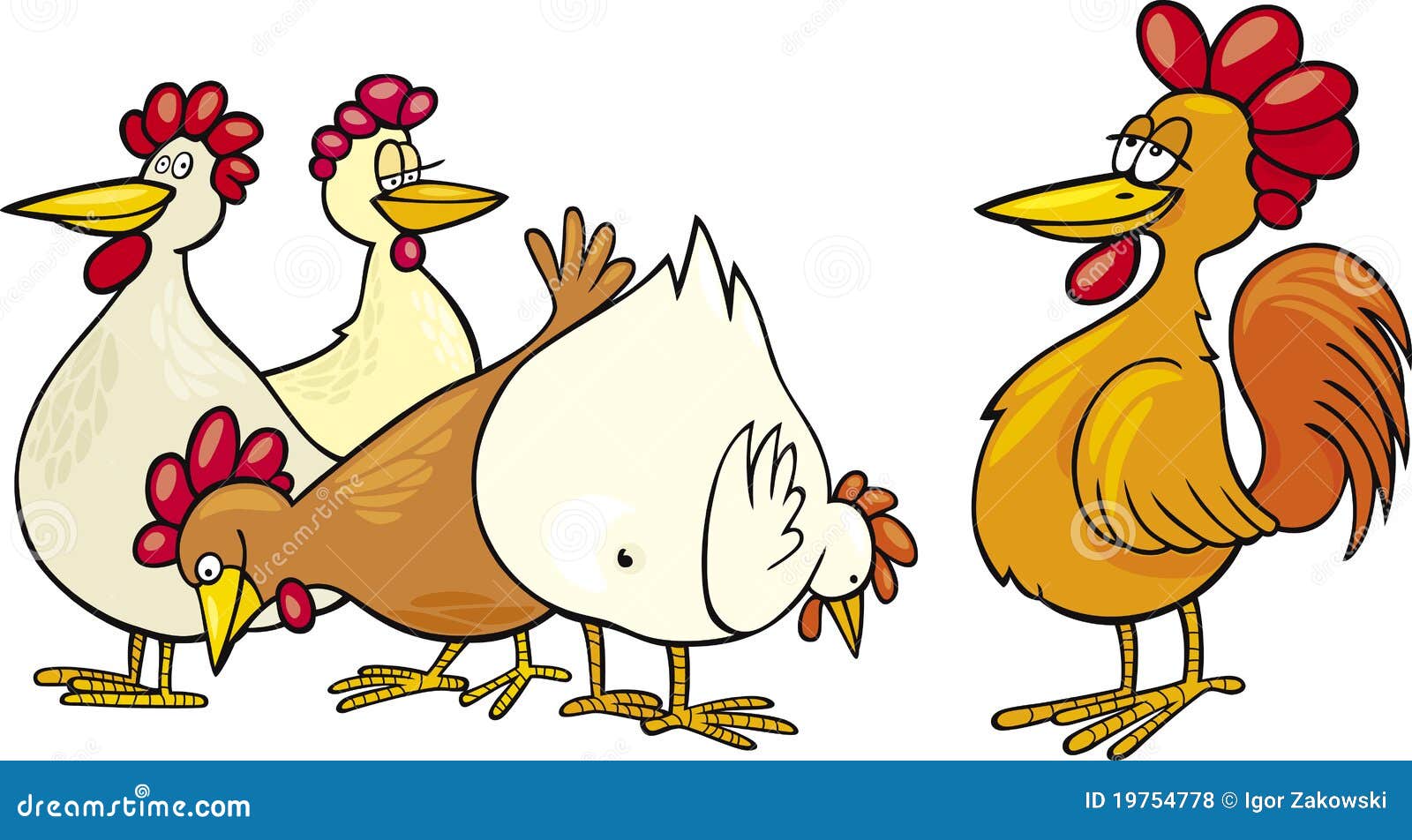 Coq et poules illustration de vecteur. Illustration du comique - 19754778