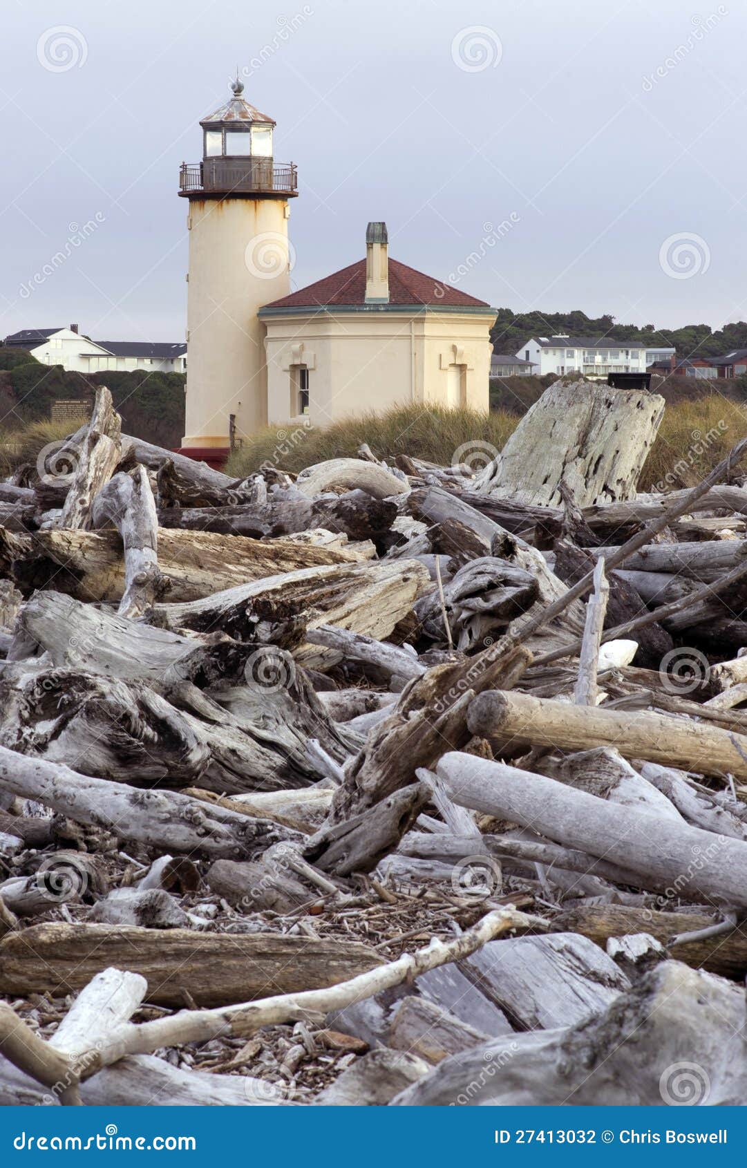 Coquille River Lighthouse Nautical Beach Landscape Stock Photo - Image ...