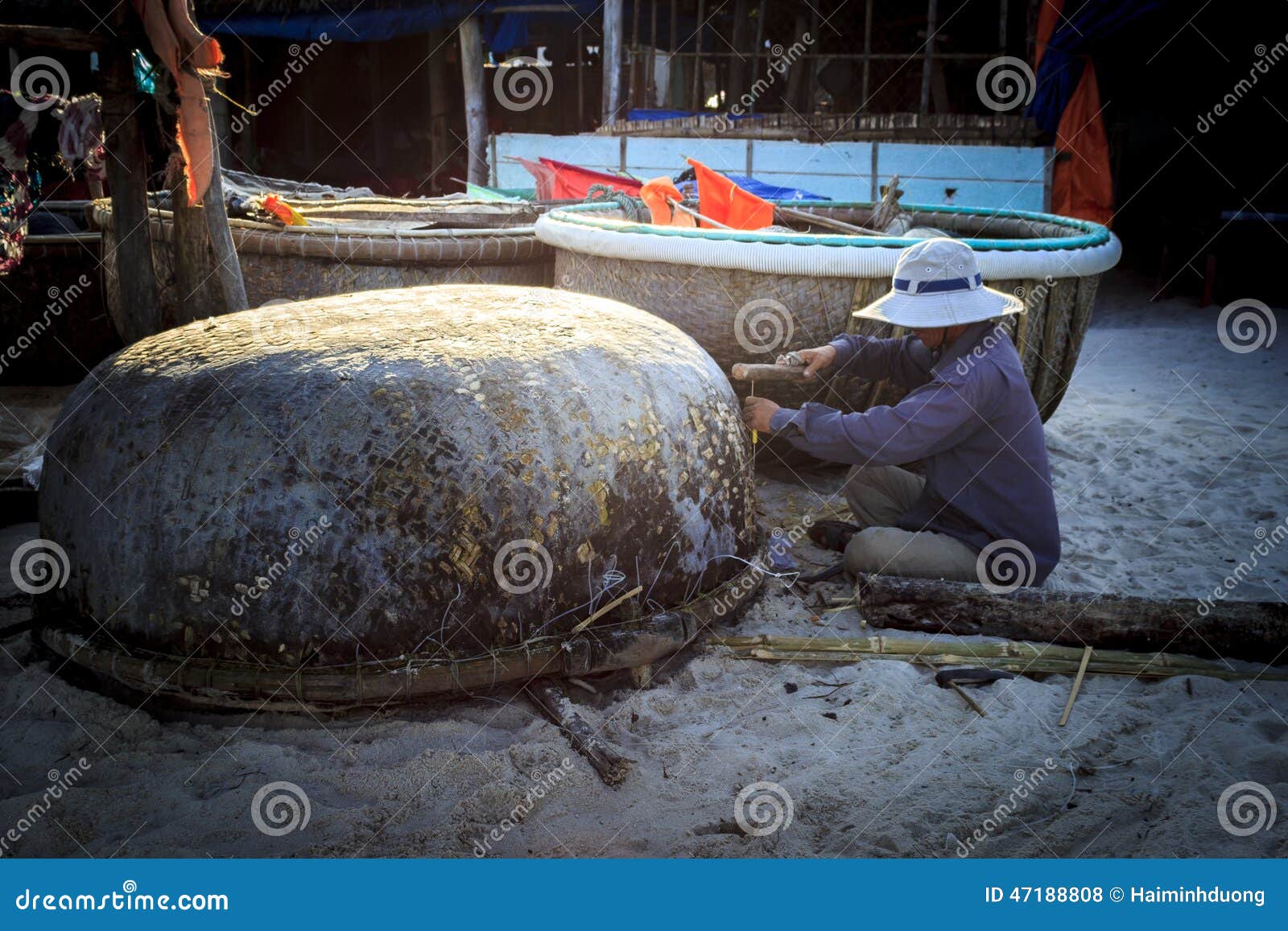 Coracle repair editorial stock photo. Image of culture - 47188808