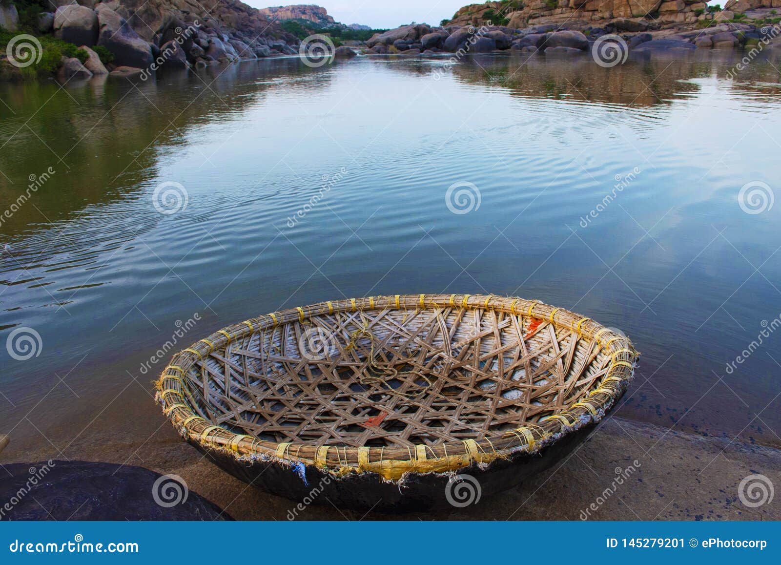 Coracle, Hampi, Karnataka, India Stock Image - Image of karnataka ...