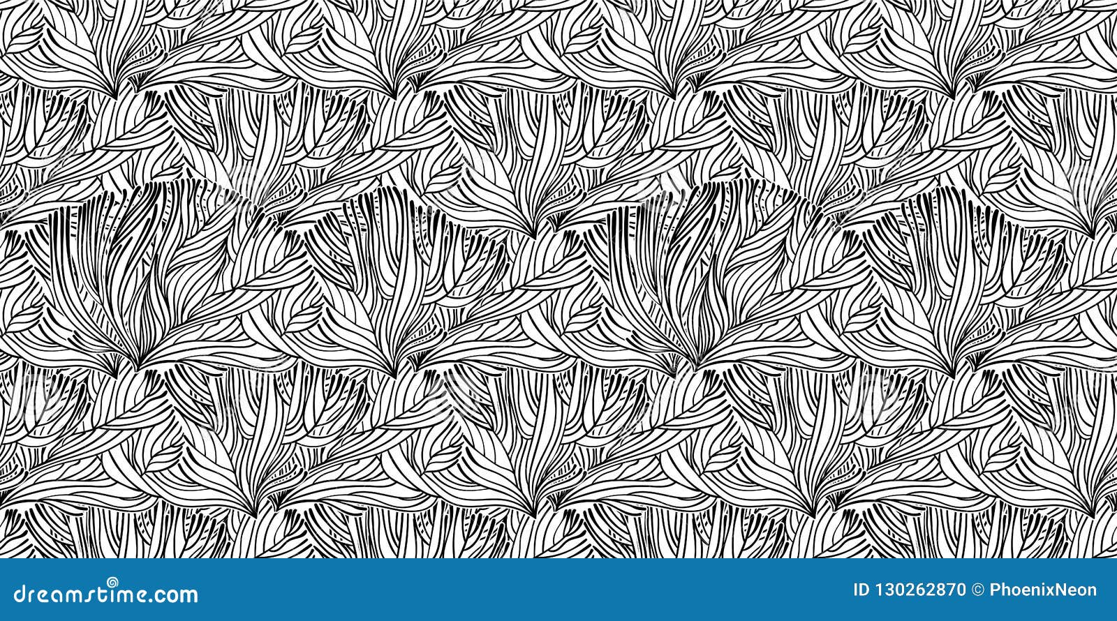 Coral or Algae Doodle Linear Seamless Pattern. Stock Vector ...