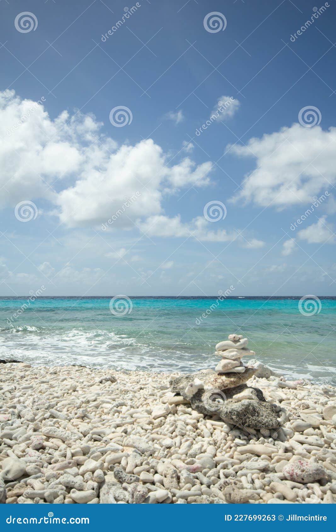 Stacked Rocks Balance On Rocky Beach In Aruba Royalty-Free Stock ...