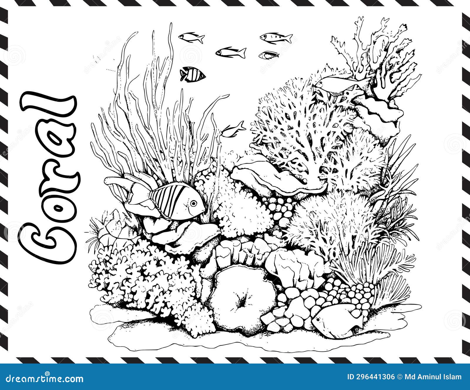 Coral Coloring Pages for Kids Stock Vector - Illustration of easy ...