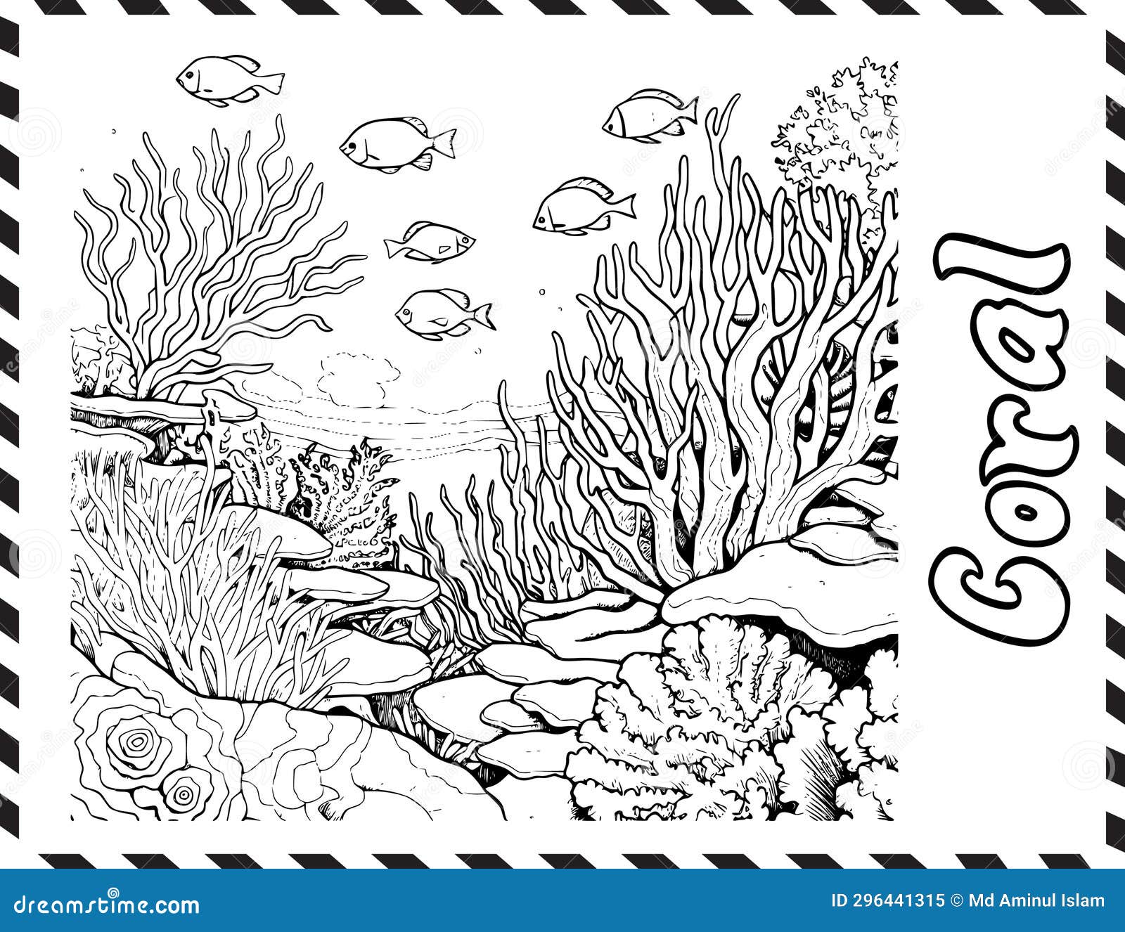 Coral Coloring Pages for Kids Stock Vector - Illustration of code ...