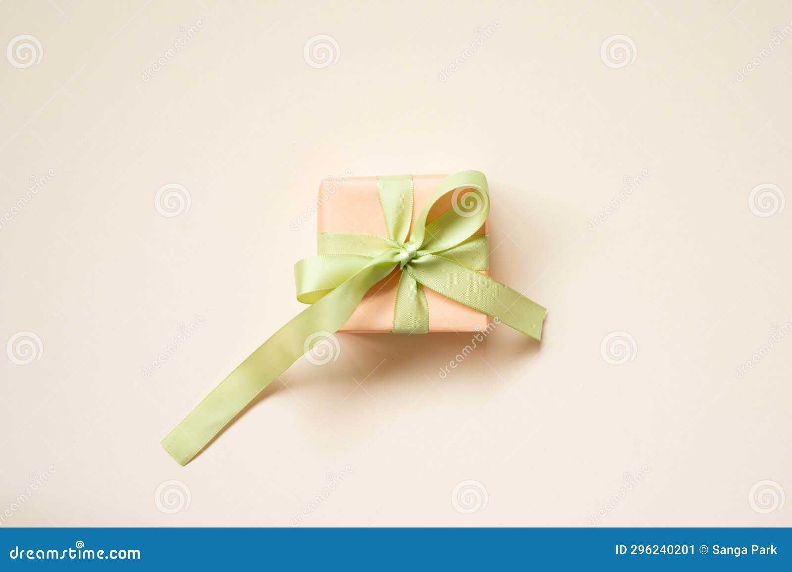 Coral Gift Box on Pink Background. Top View, Copy Space Stock Image ...