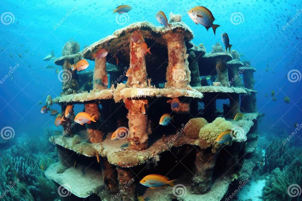 Coral Growing on Artificial Reef Structures Stock Photo - Image of ...