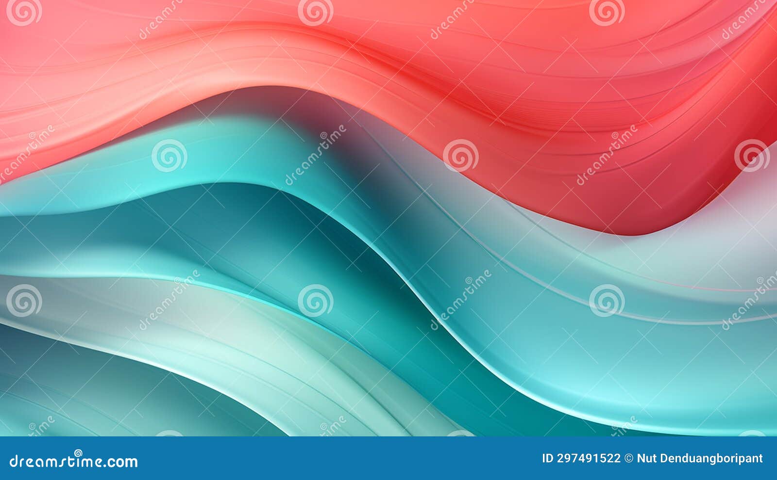 Coral and Mint Fluid Color Waves Abstract Pattern Design Stock ...