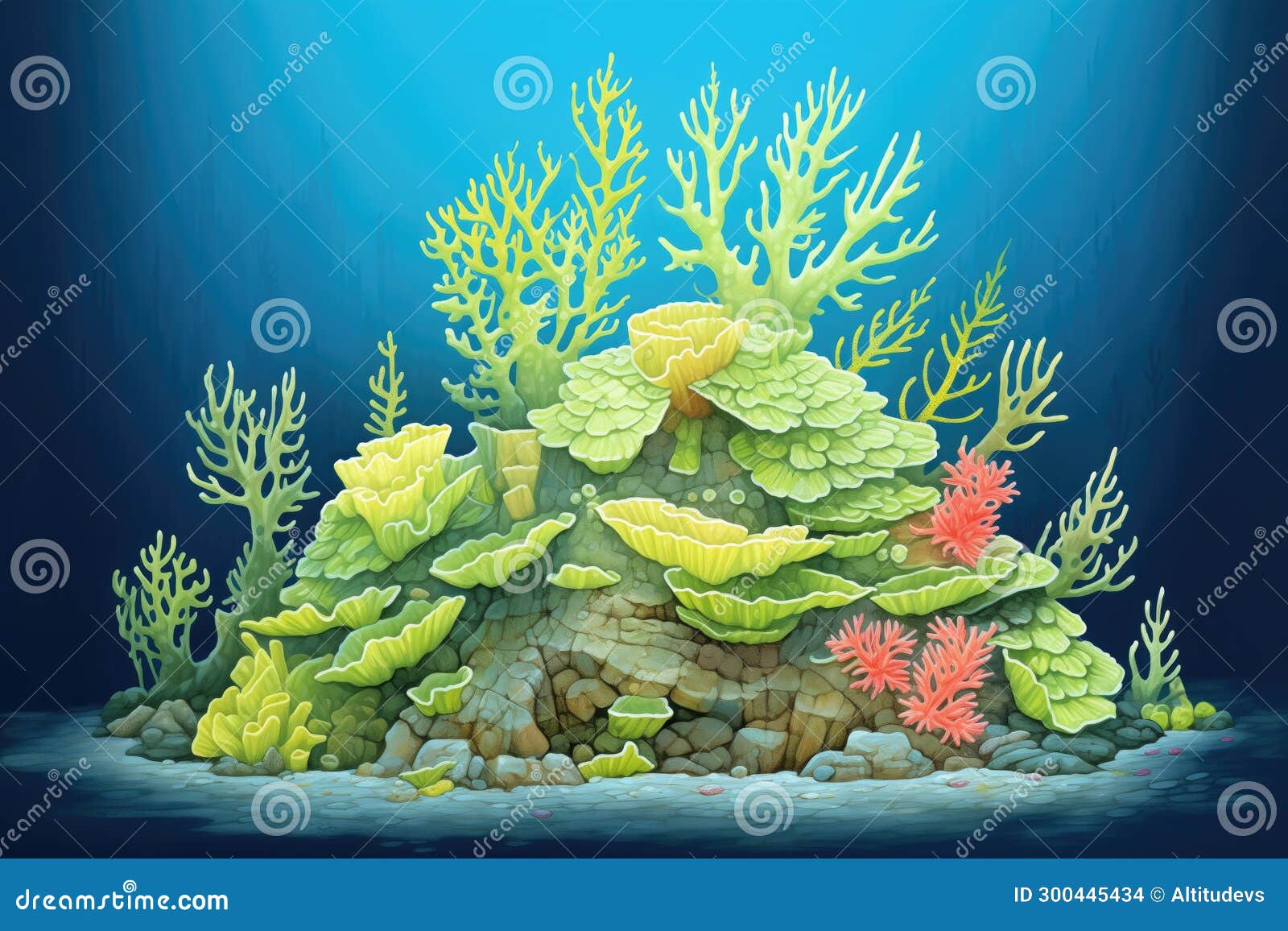 A Coral Outcrop Lit by Glow of Phosphorescent Algae Stock Photo - Image ...