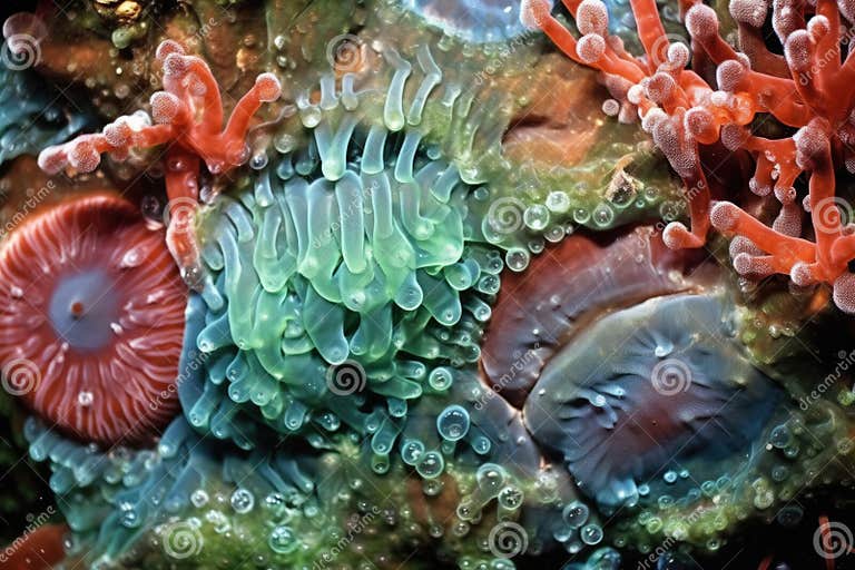 Coral Polyps Capturing Plankton Under Microscope Stock Photo - Image of ...