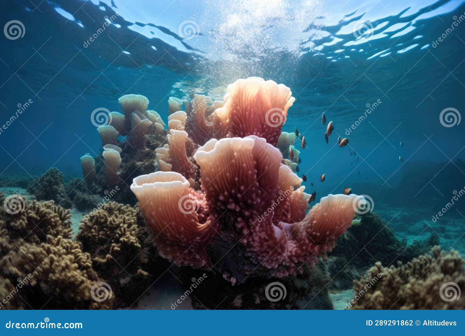 Coral Polyps Releasing Bundles into the Water Column Stock Photo ...