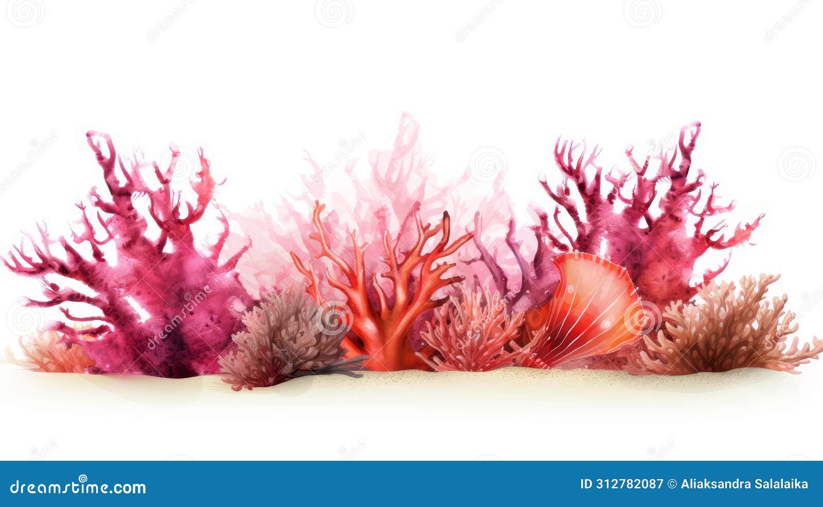 Coral Reef Border Design on White Background for Versatile and Creative ...