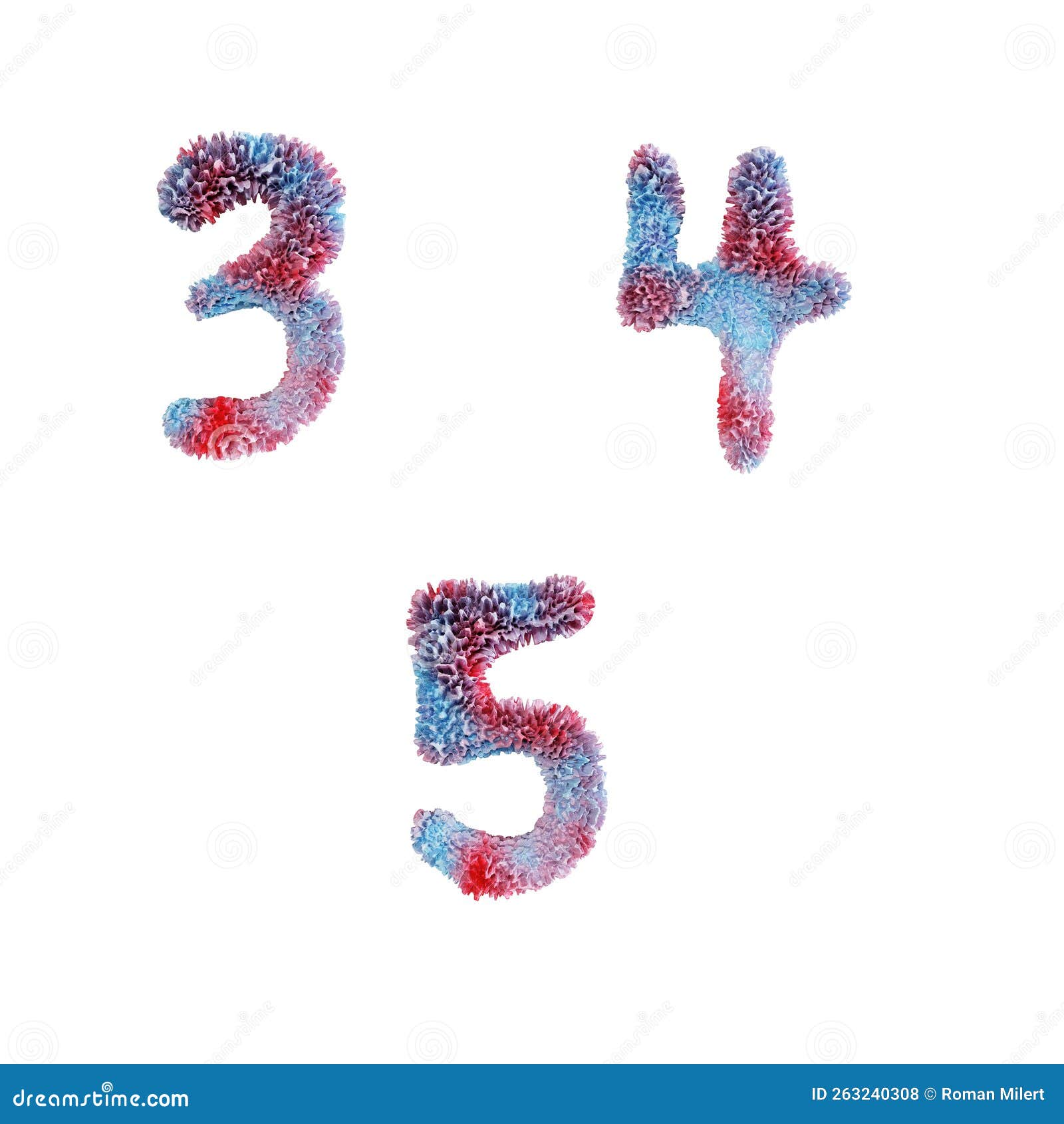 Coral Reef Capital Letter Alphabet - Digits 3-5 Stock Illustration ...