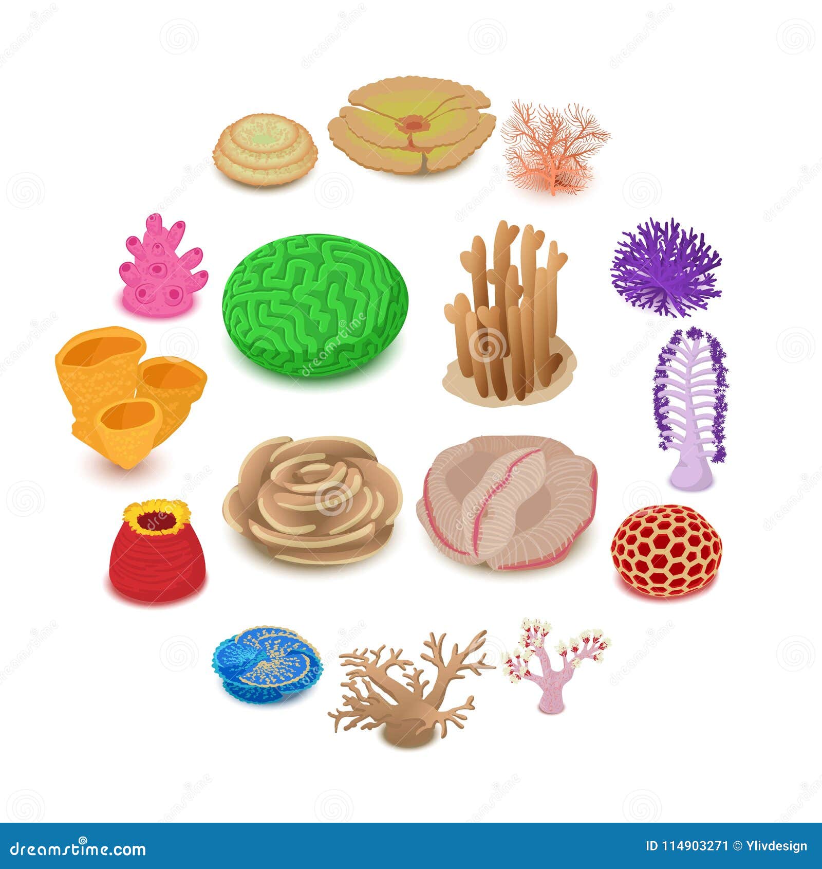 Coral Reef Icons Set, Isometric Style Stock Vector - Illustration of ...