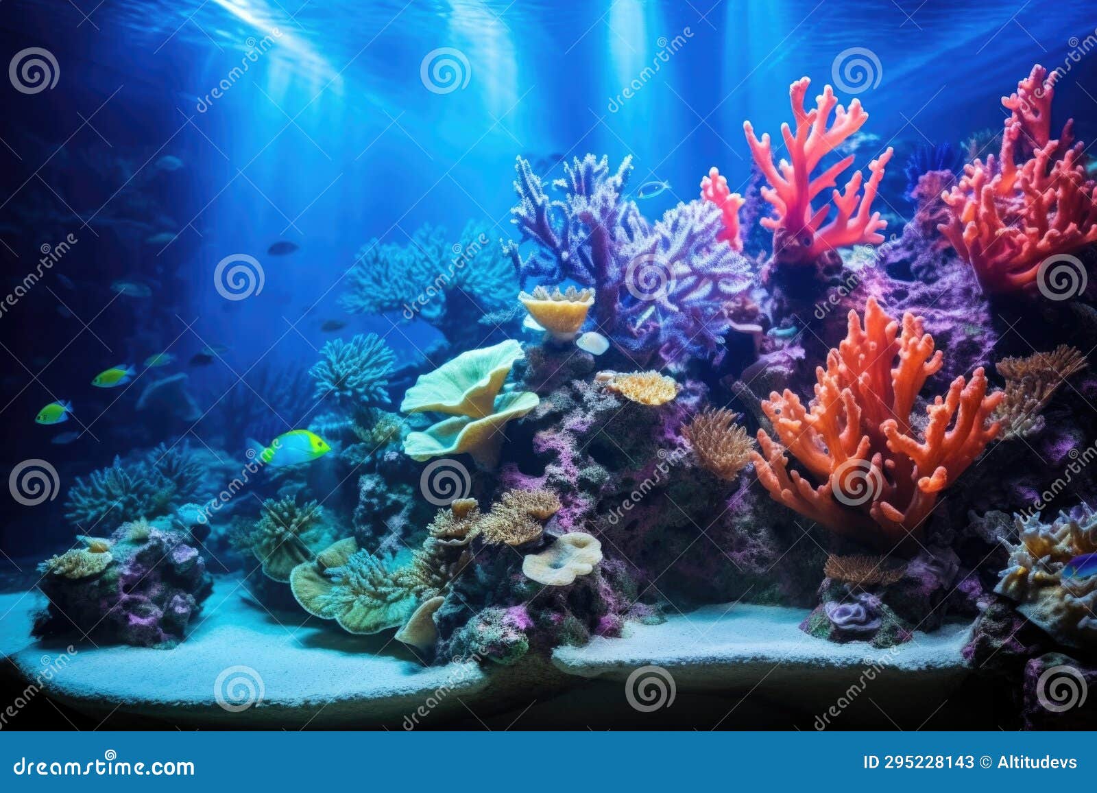 A Coral Reef Inside an Illuminated Aquarium Stock Image - Image of ...