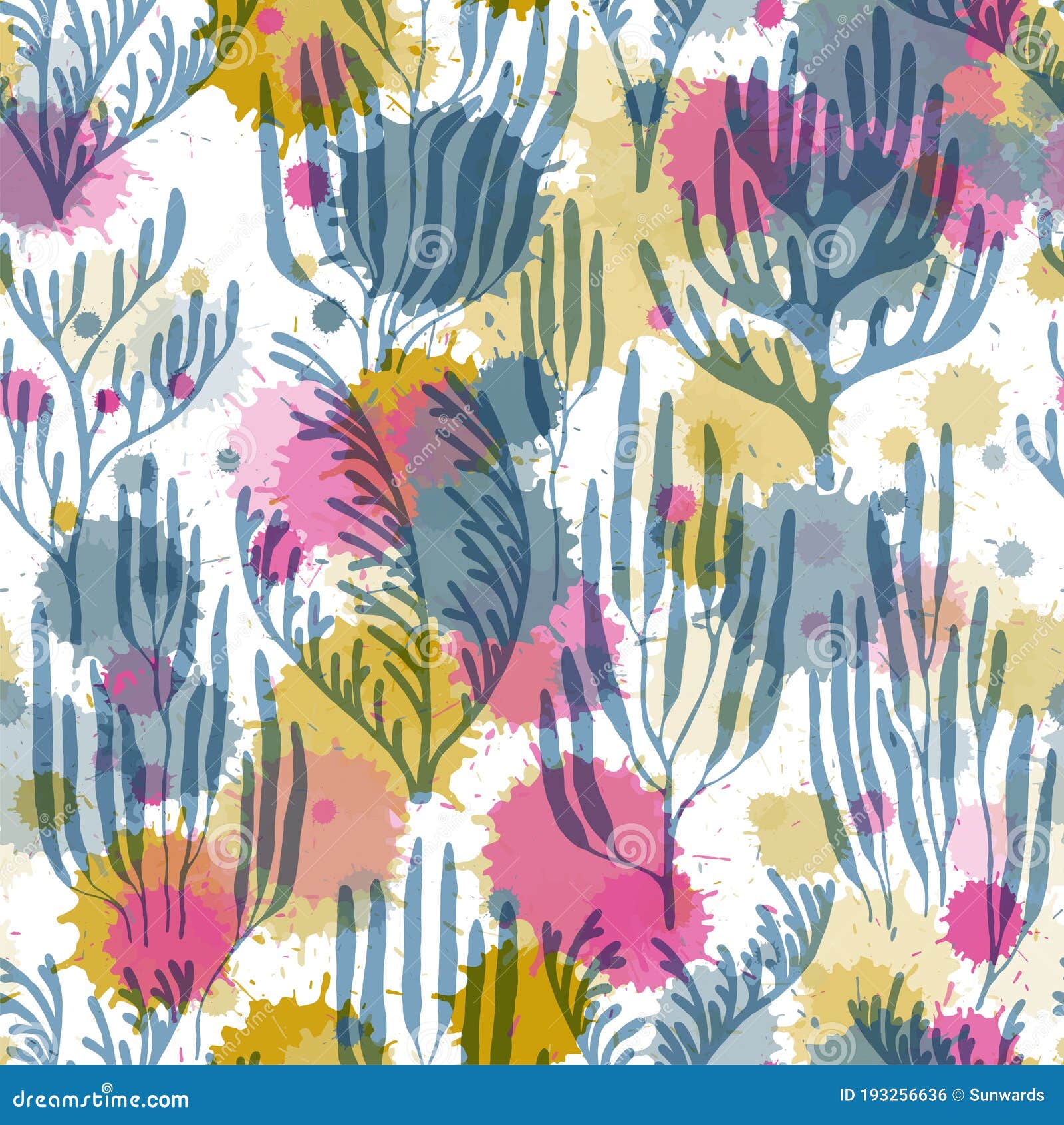 Coral Reef Seamless Pattern., Abstract Great Barrier Reef Corals ...