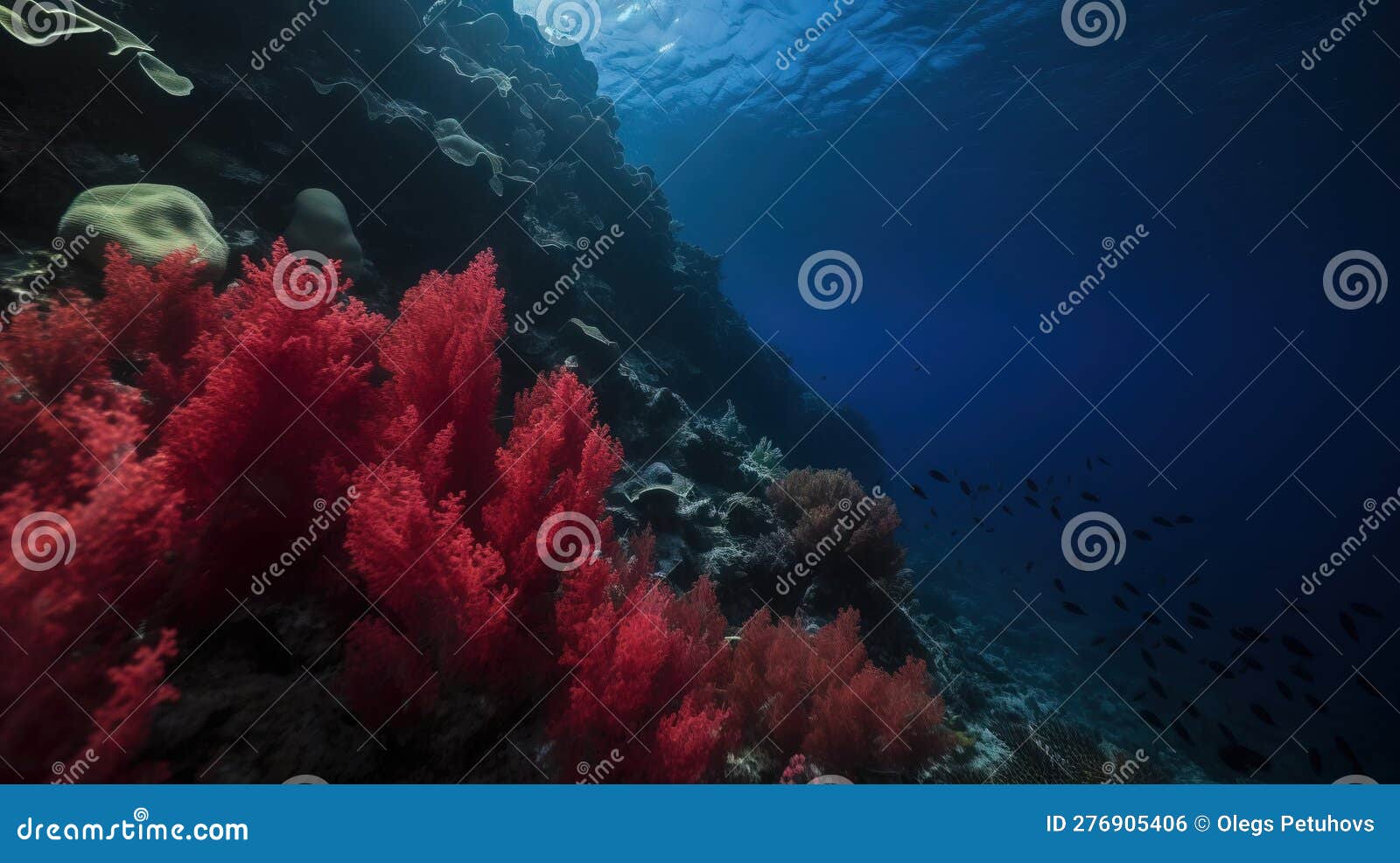 A Coral Reef with Seaweed and Other Corals in the Water Stock Photo ...