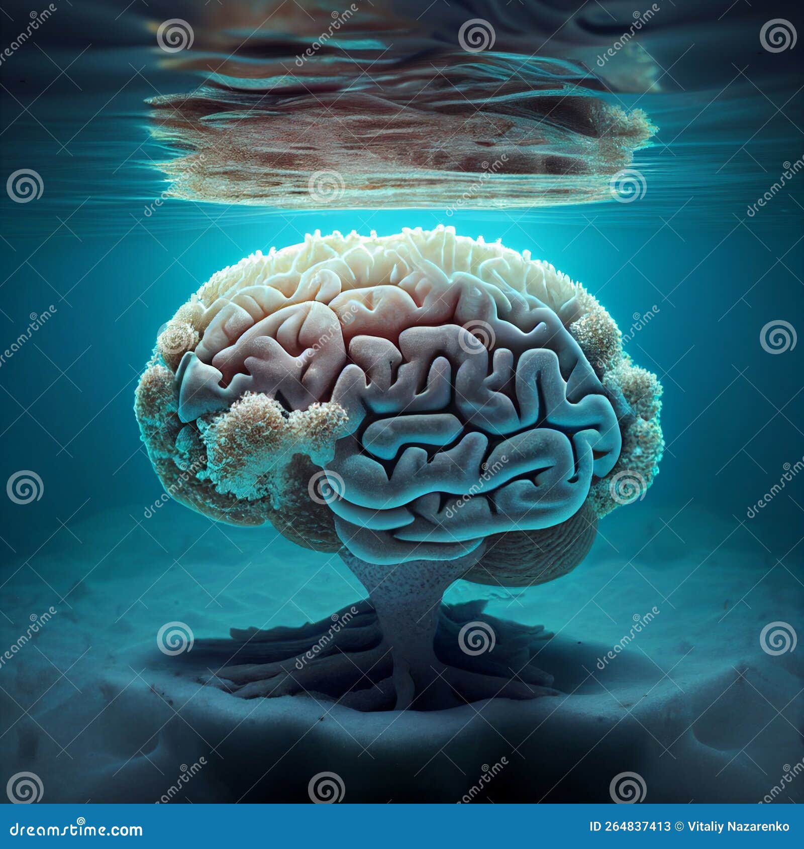 Coral Reef in the Shape of a Human Brain. AI Generated Stock ...