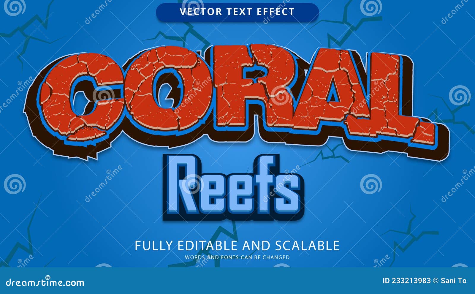 Coral Reef Text Effect Editable Eps File Stock Vector - Illustration of ...