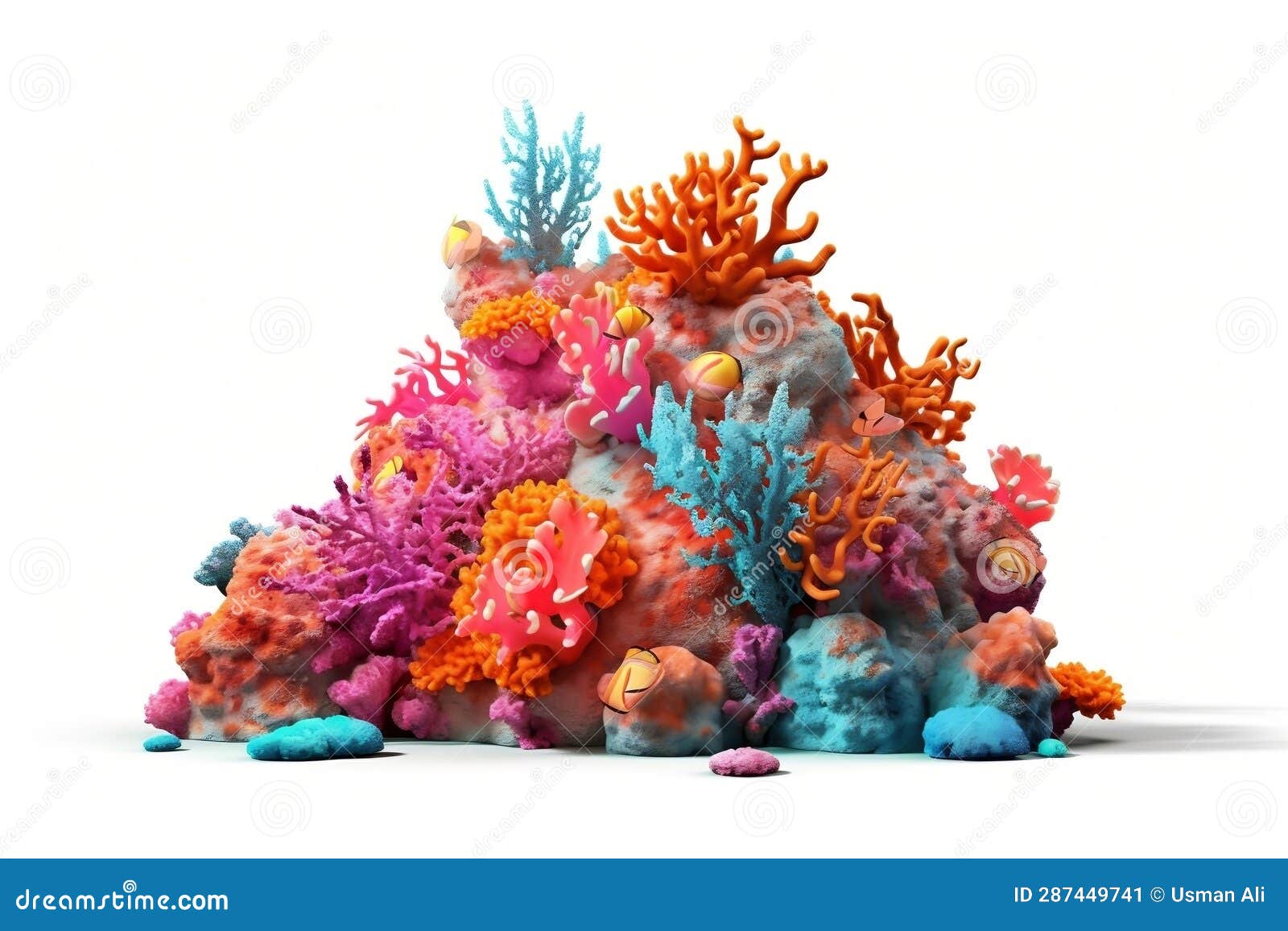 Coral Reef on White Background. AI Stock Image - Image of space ...