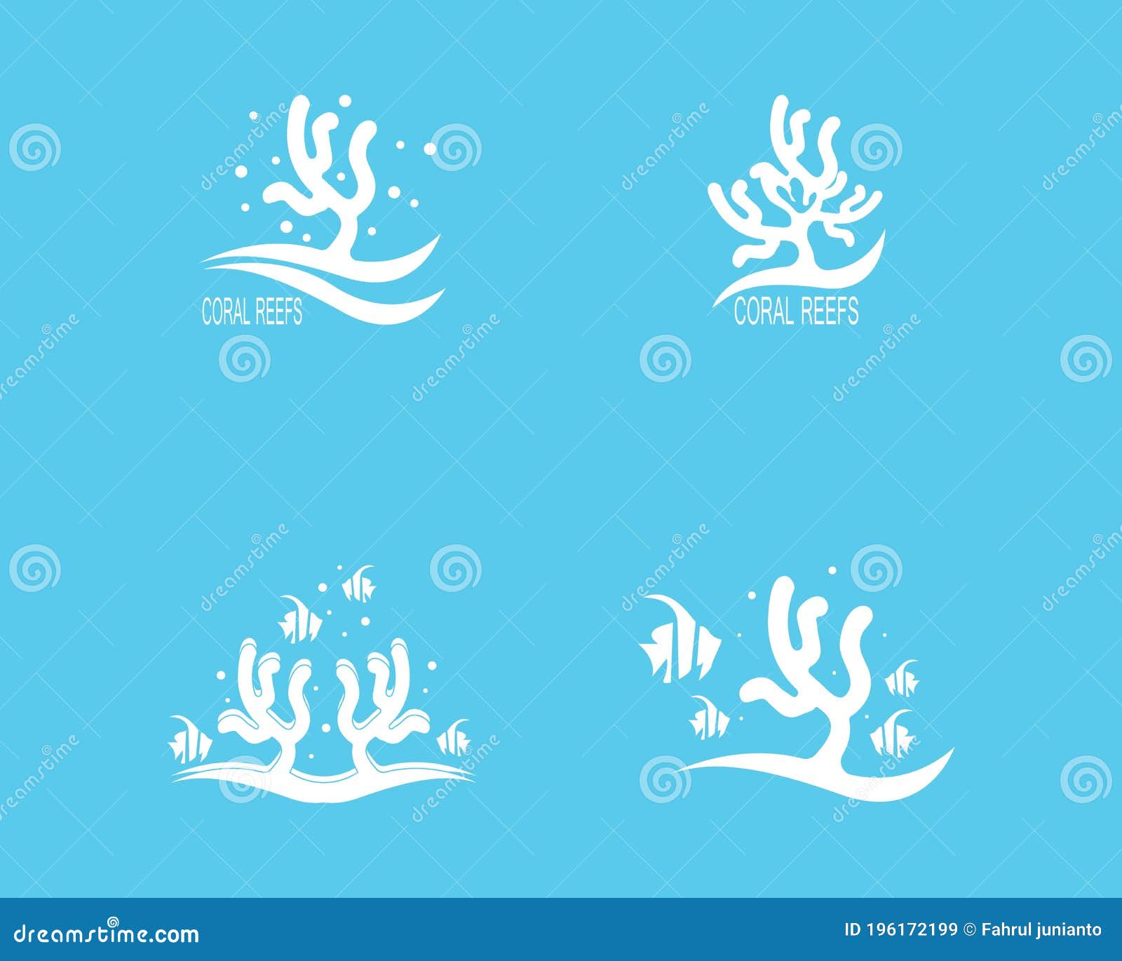 Coral Reefs Logo Design Vector Illustration Stock Vector - Illustration ...
