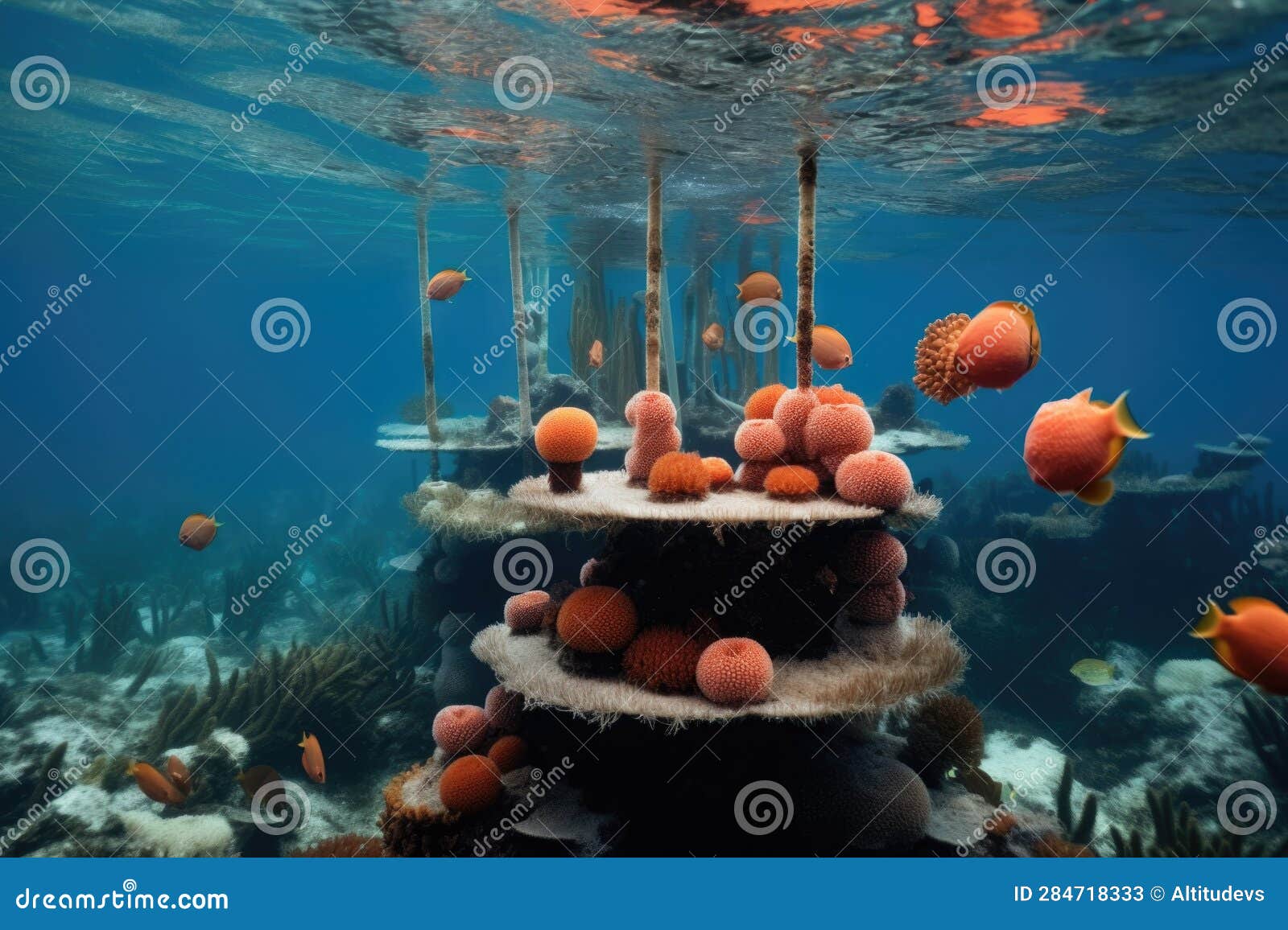 Coral Restoration Tools Floating on Surface Stock Image - Image of ...