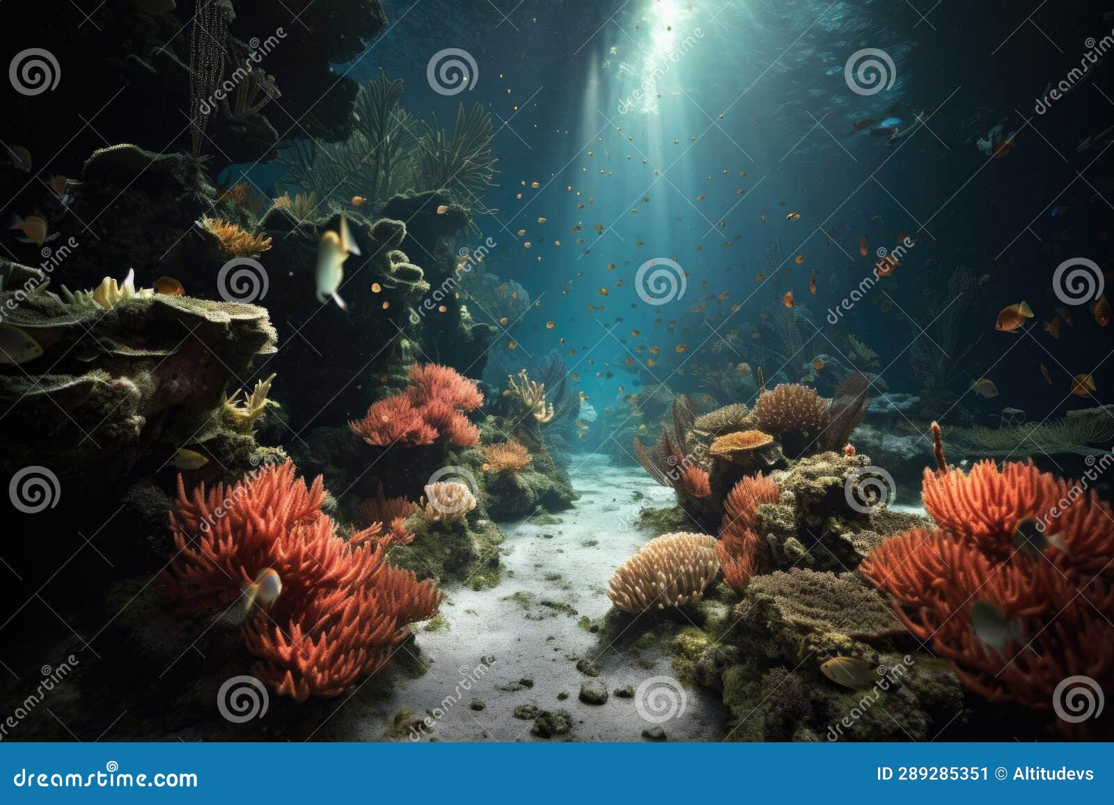 Coral Spawning Event in a Protected Reef Area Stock Illustration ...